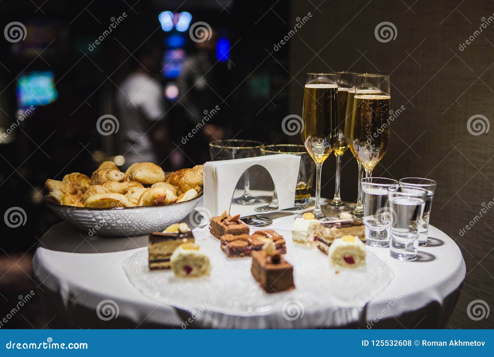 Champagne on a Table in a Glass on a Round Table Stock Photo - Image of ...