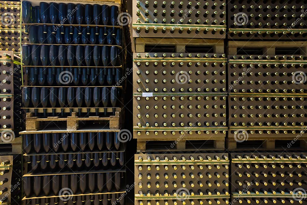 Champagne Wine Going through Secondary Fermentation Process Stock Photo ...