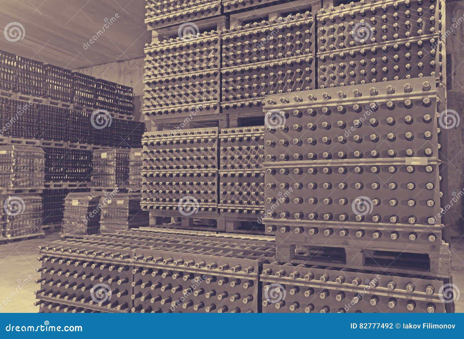 Champagne Wine Going through Secondary Fermentation Process Stock Photo ...