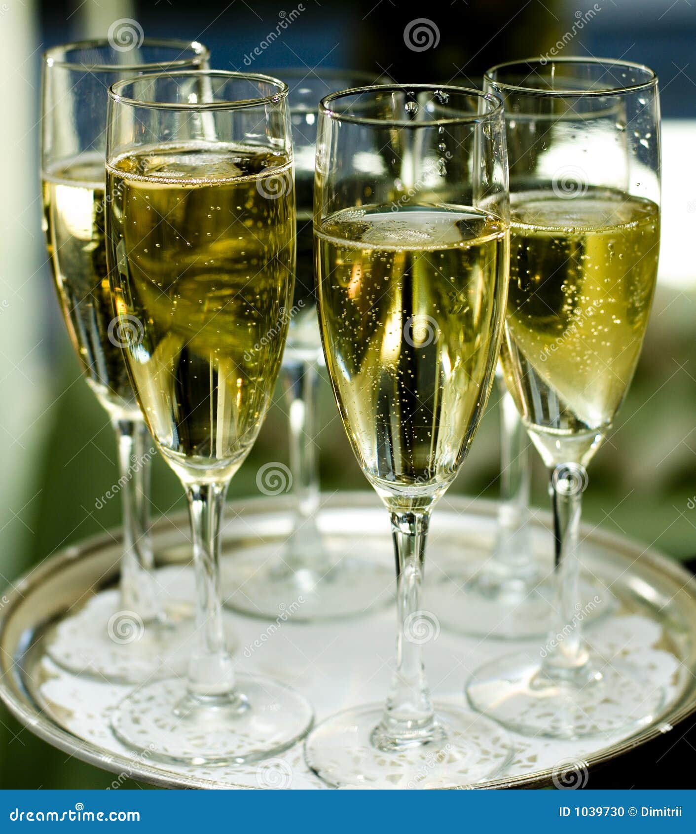 Champaign stock photo. Image of flute, glasses, tray, bubbles - 1039730