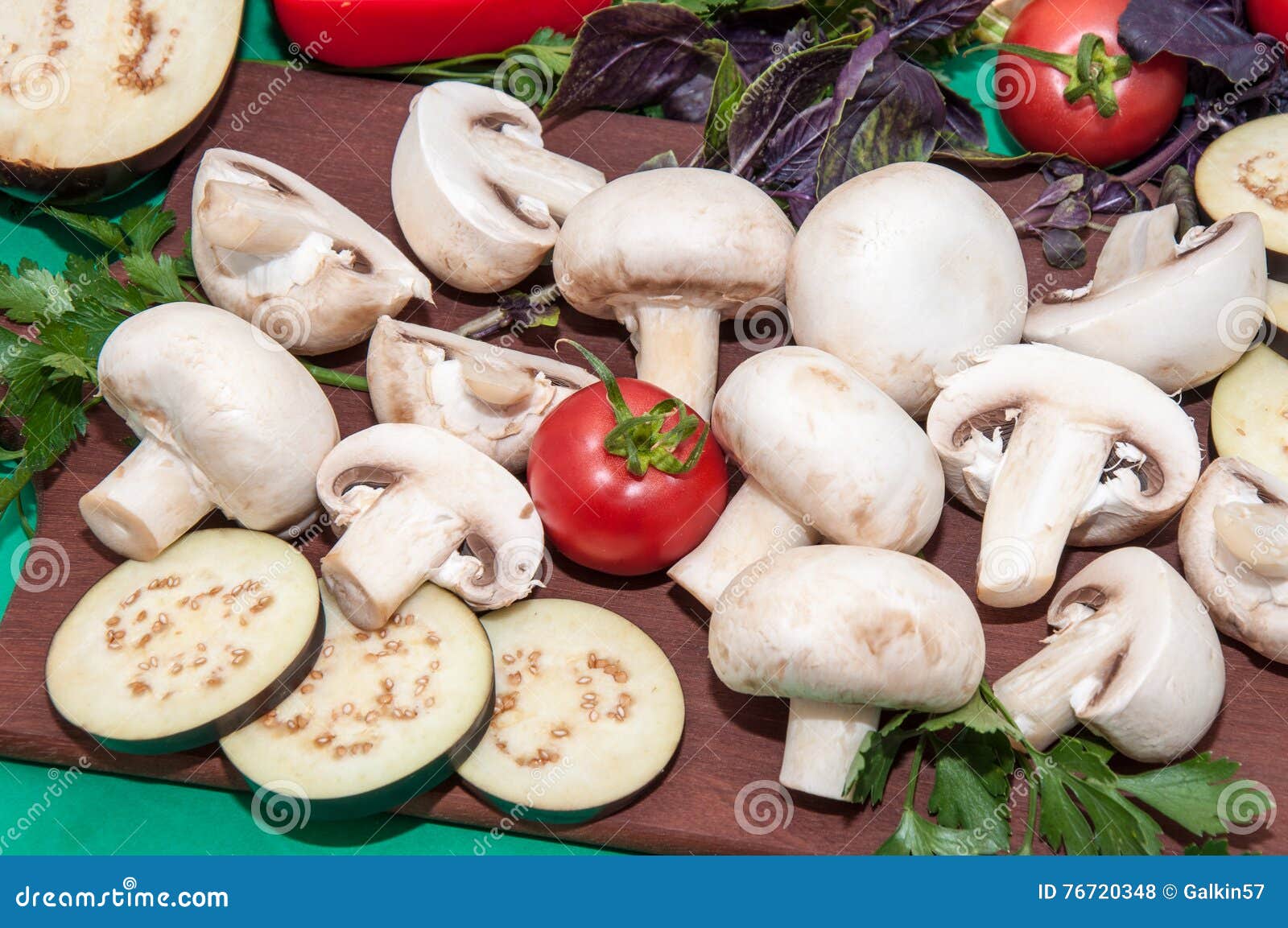 Champignon and Fresh Vegetables on a Kitchen Table Stock Photo - Image ...