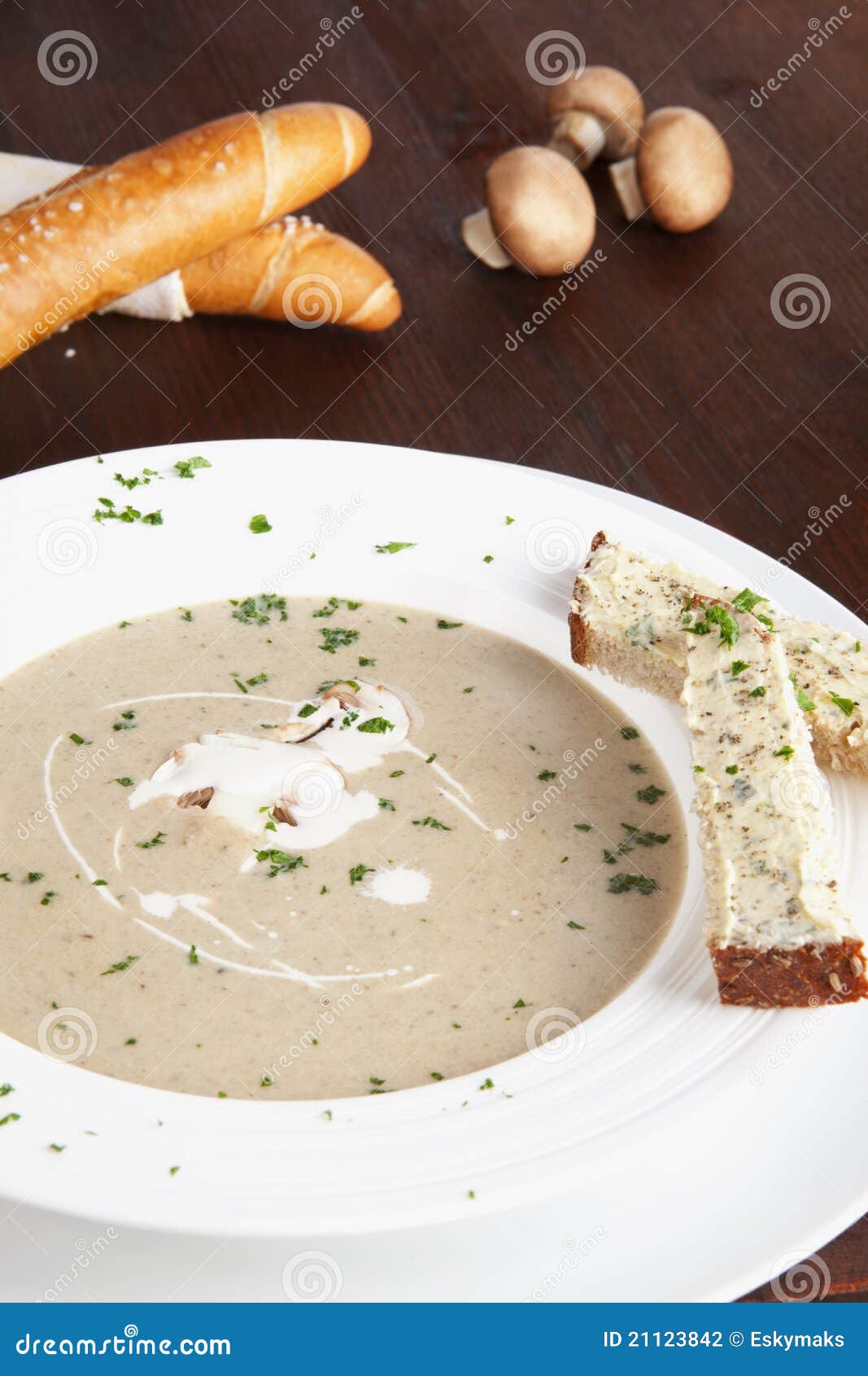 Champignon Mushroom Cream Soup. Stock Photo - Image of delicious ...