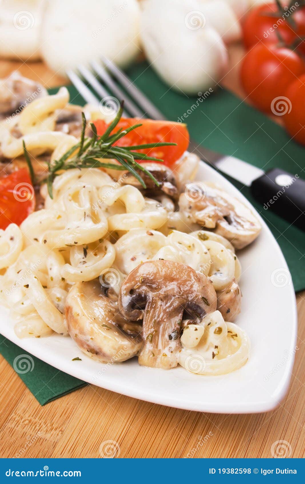 Champignon Mushroom with Funghetti Pasta Stock Photo - Image of eating ...