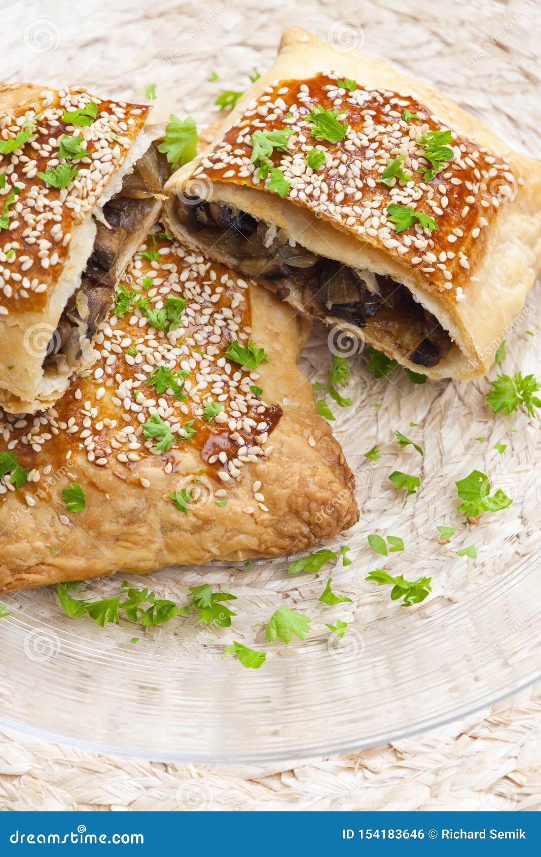 Champignons puff pocket stock photo. Image of closeup - 154183646