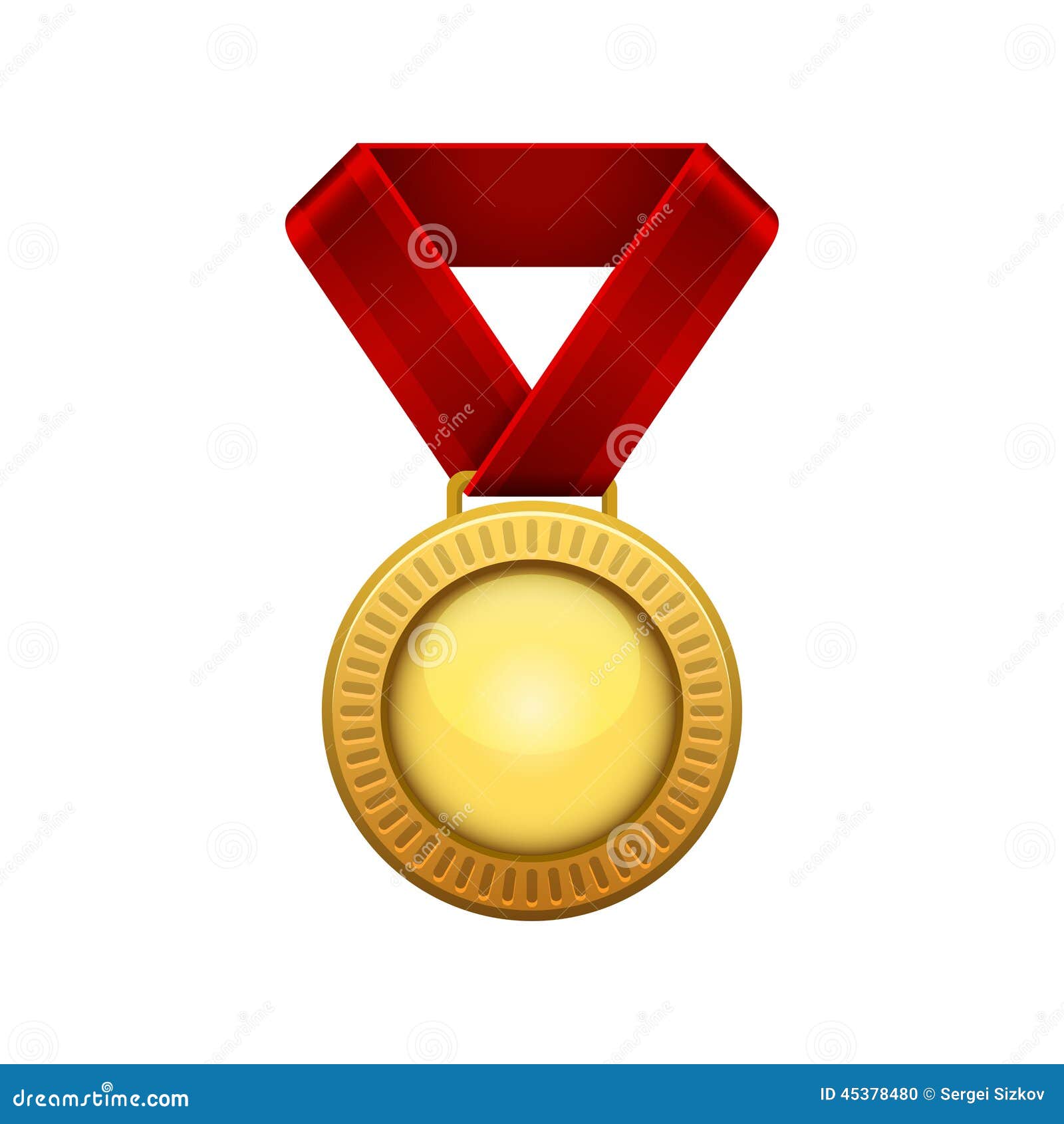 Champion Gold Medal with Red Ribbon. Vector Stock Vector - Illustration ...