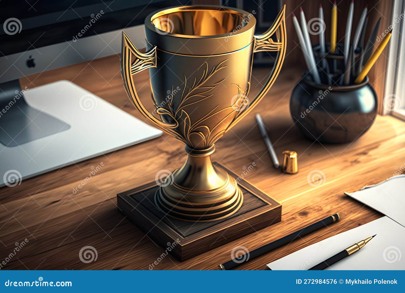 Champion Golden Trophy. Neural Network AI Generated Stock Illustration ...
