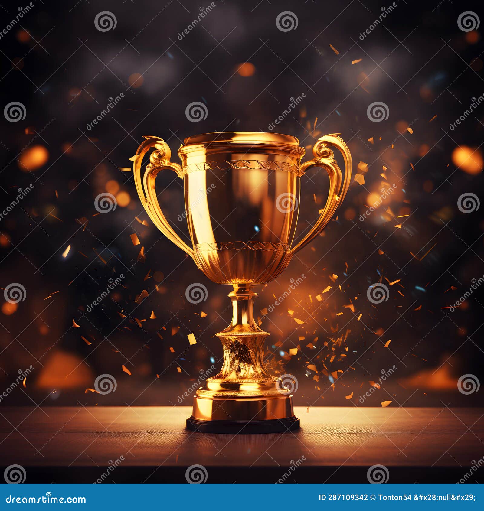 Champion Golden Trophy for Winners after Success Stock Illustration ...