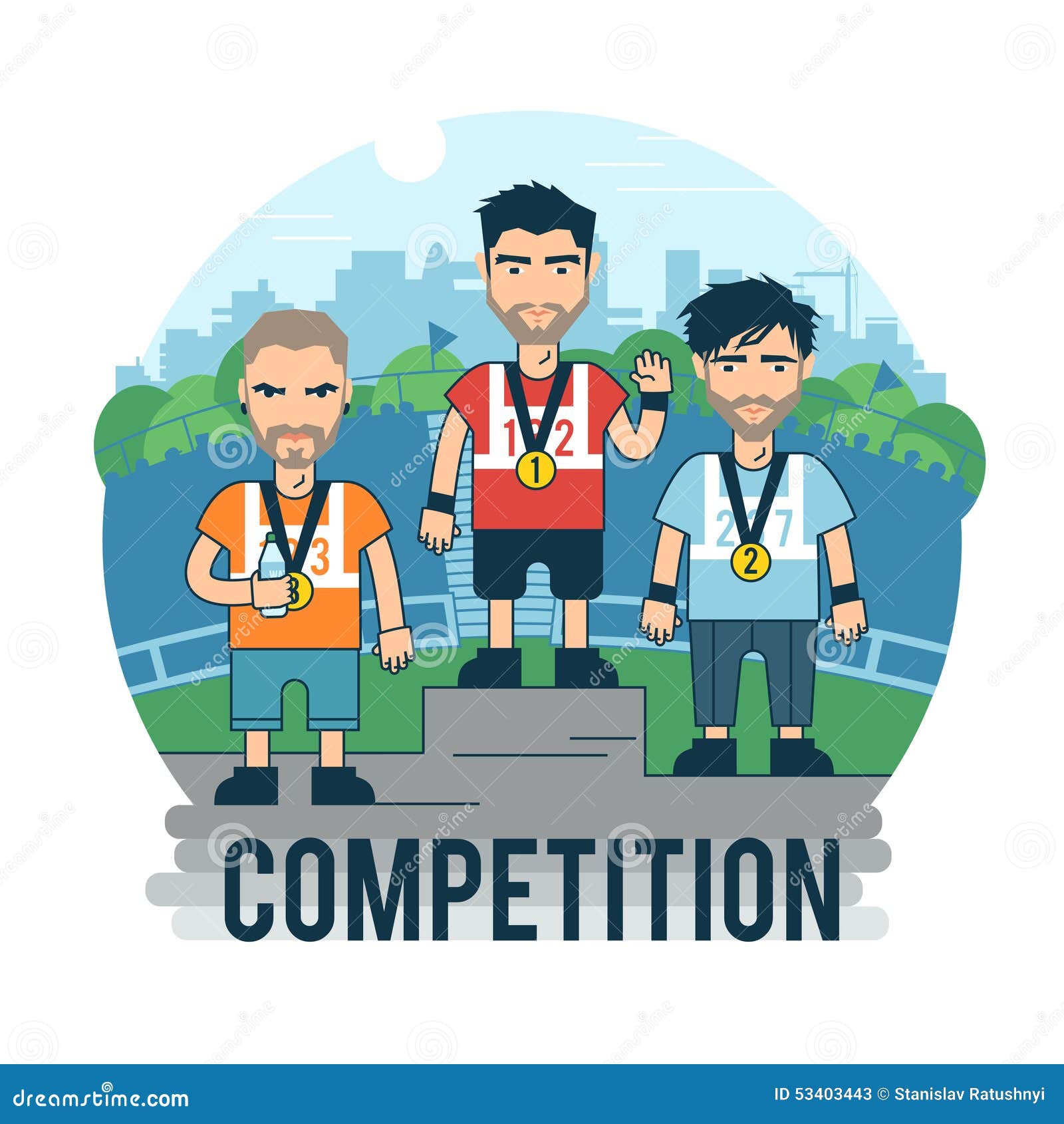 Champion on the podium stock vector. Illustration of winning - 53403443