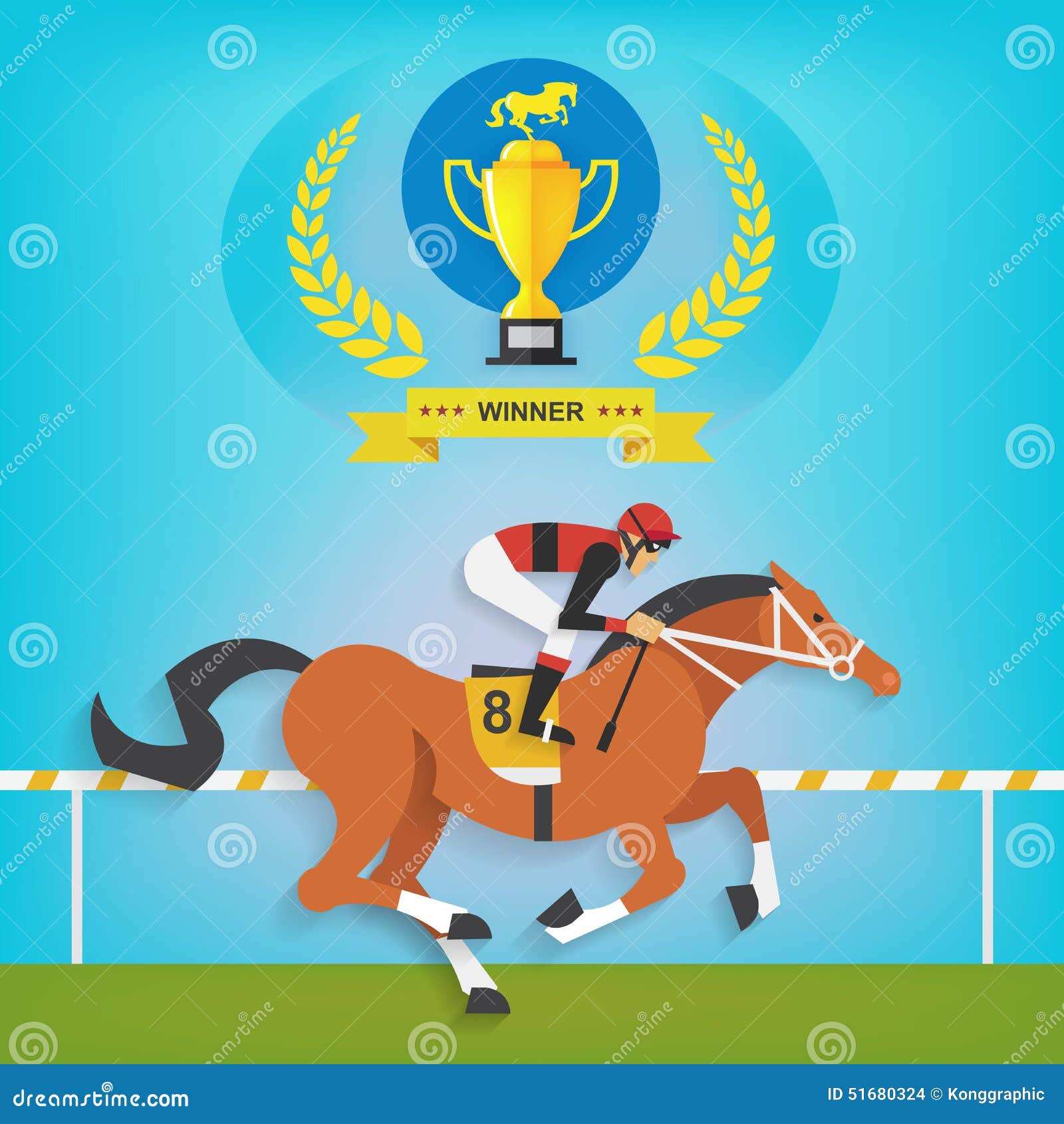 The Champion of Race Horse Riding, Vector Illustration Stock Vector ...