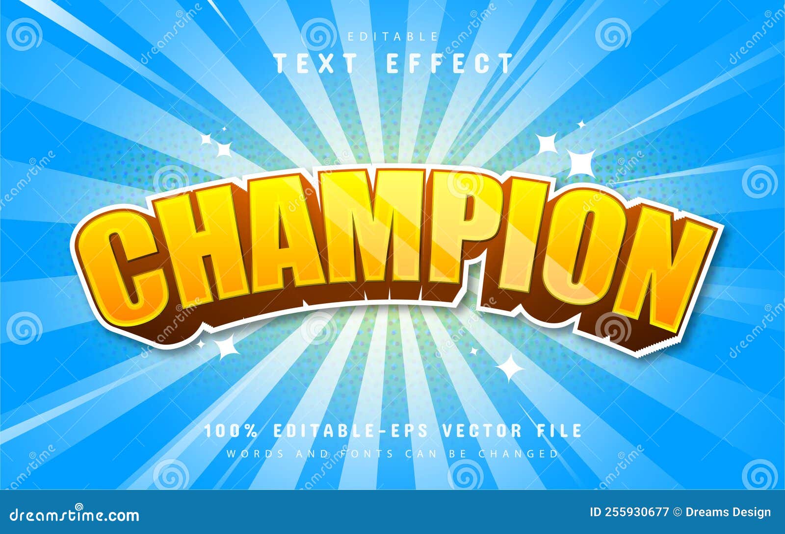 Champion Text Effect Cartoon Style Stock Vector - Illustration of ...