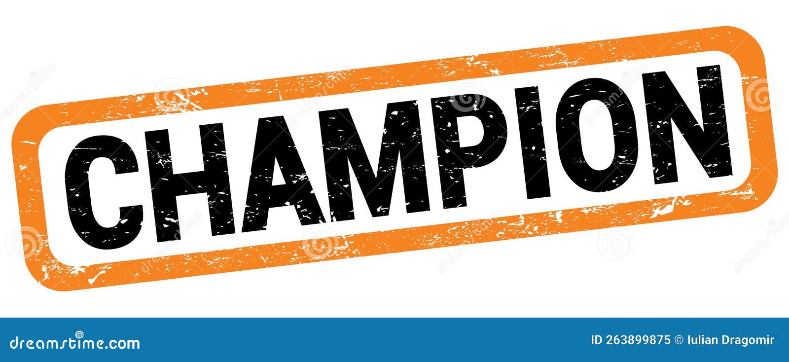 CHAMPION Text Written on Orange-black Rectangle Stamp Stock Image ...