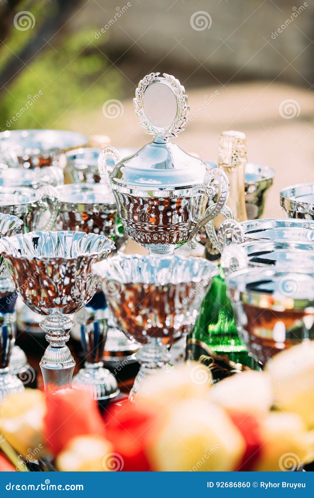 Champion Trophies. Winners Cups. Trophy Stock Photo - Image of metallic ...