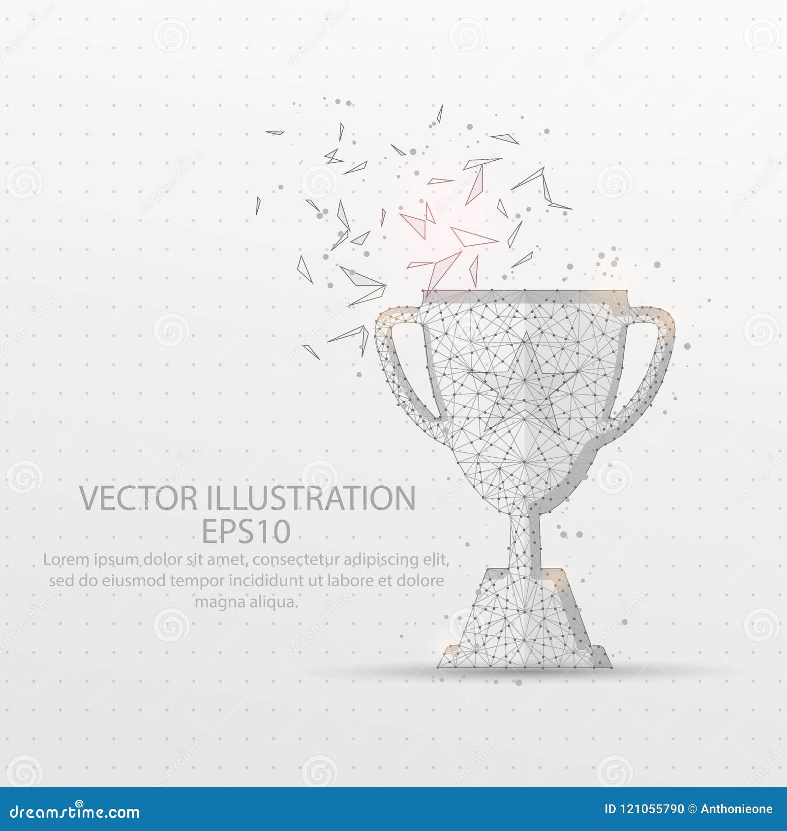 Champion Trophy Low Poly Wire Frame On White Background. Vector ...