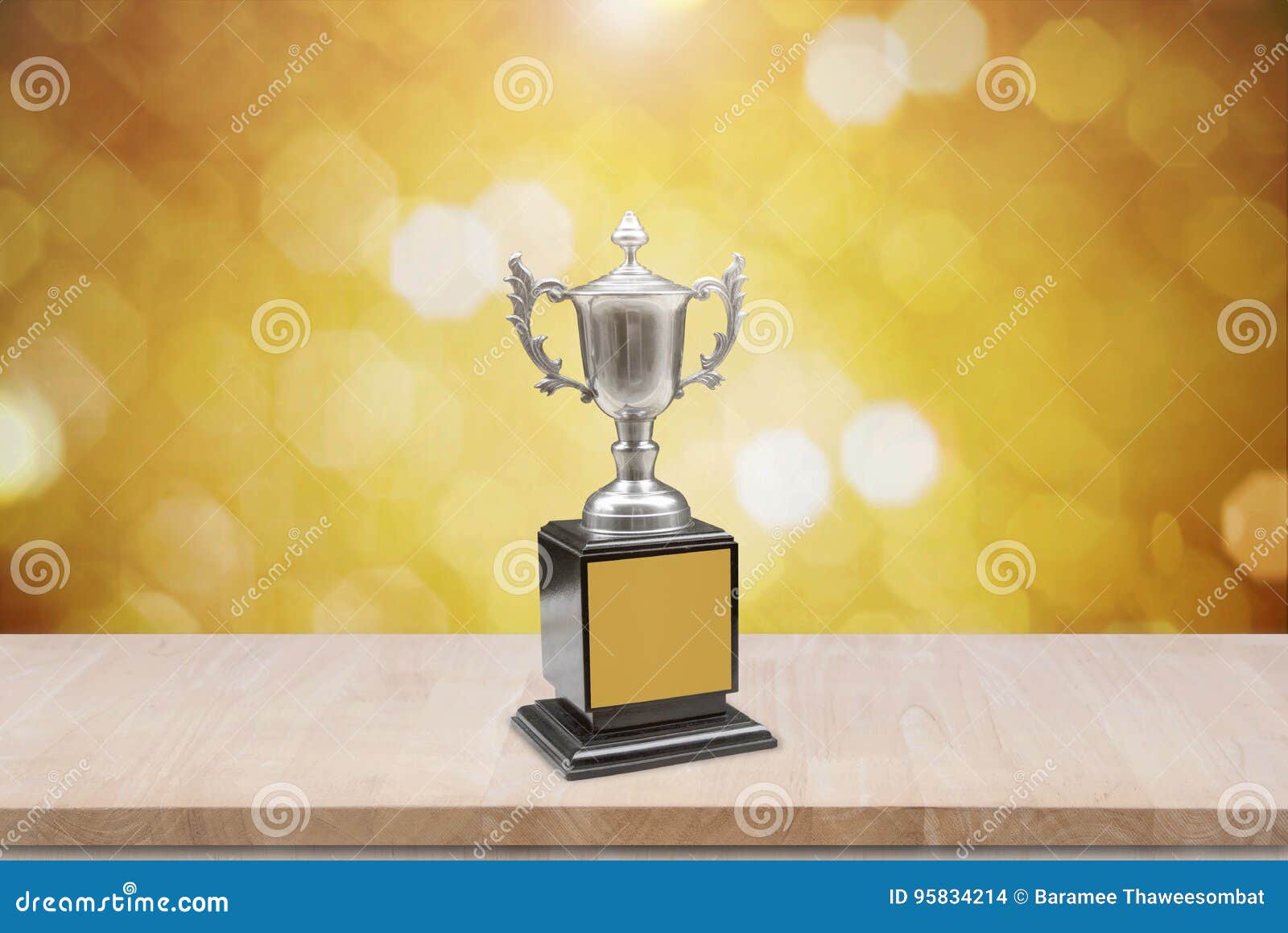 Champion Trophy Placed on Wooden Table. Stock Photo - Image of ...