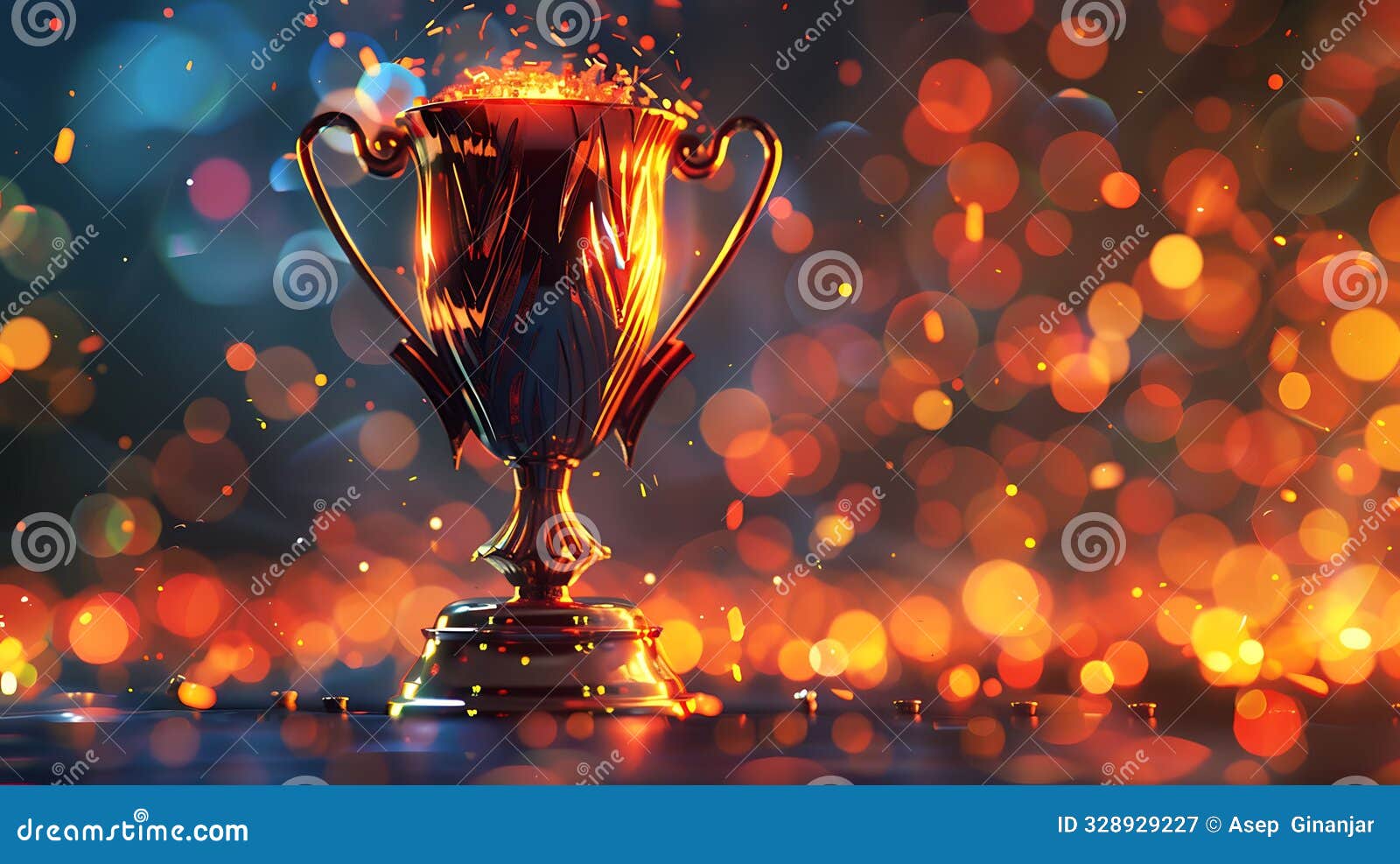 Champion Trophy with Vibrant Glow Stock Illustration - Illustration of ...
