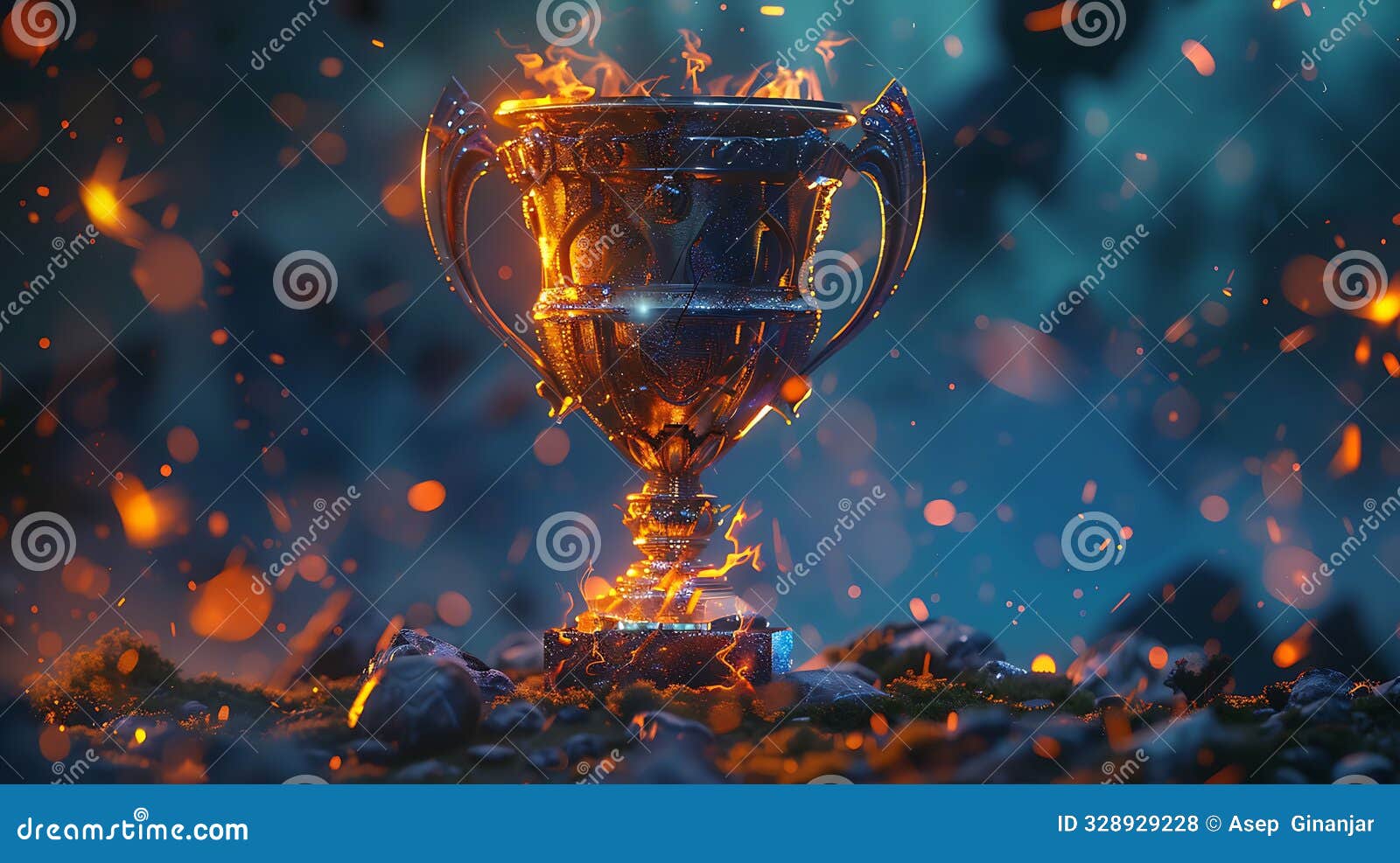 Champion Trophy with Vibrant Glow Stock Illustration - Illustration of ...