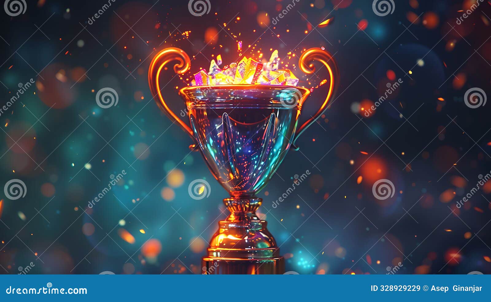 Champion Trophy with Vibrant Glow Stock Illustration - Illustration of ...