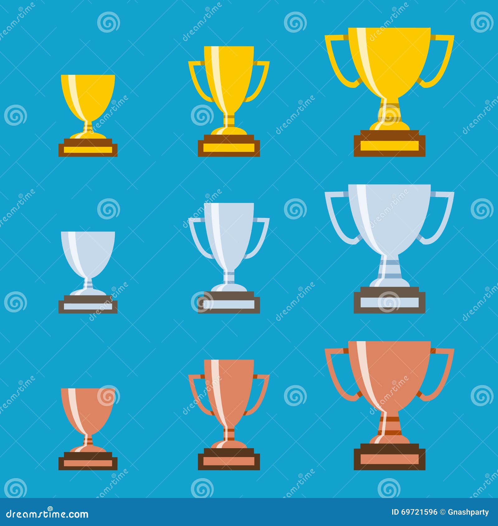 Champions trophy set stock vector. Illustration of reward - 69721596