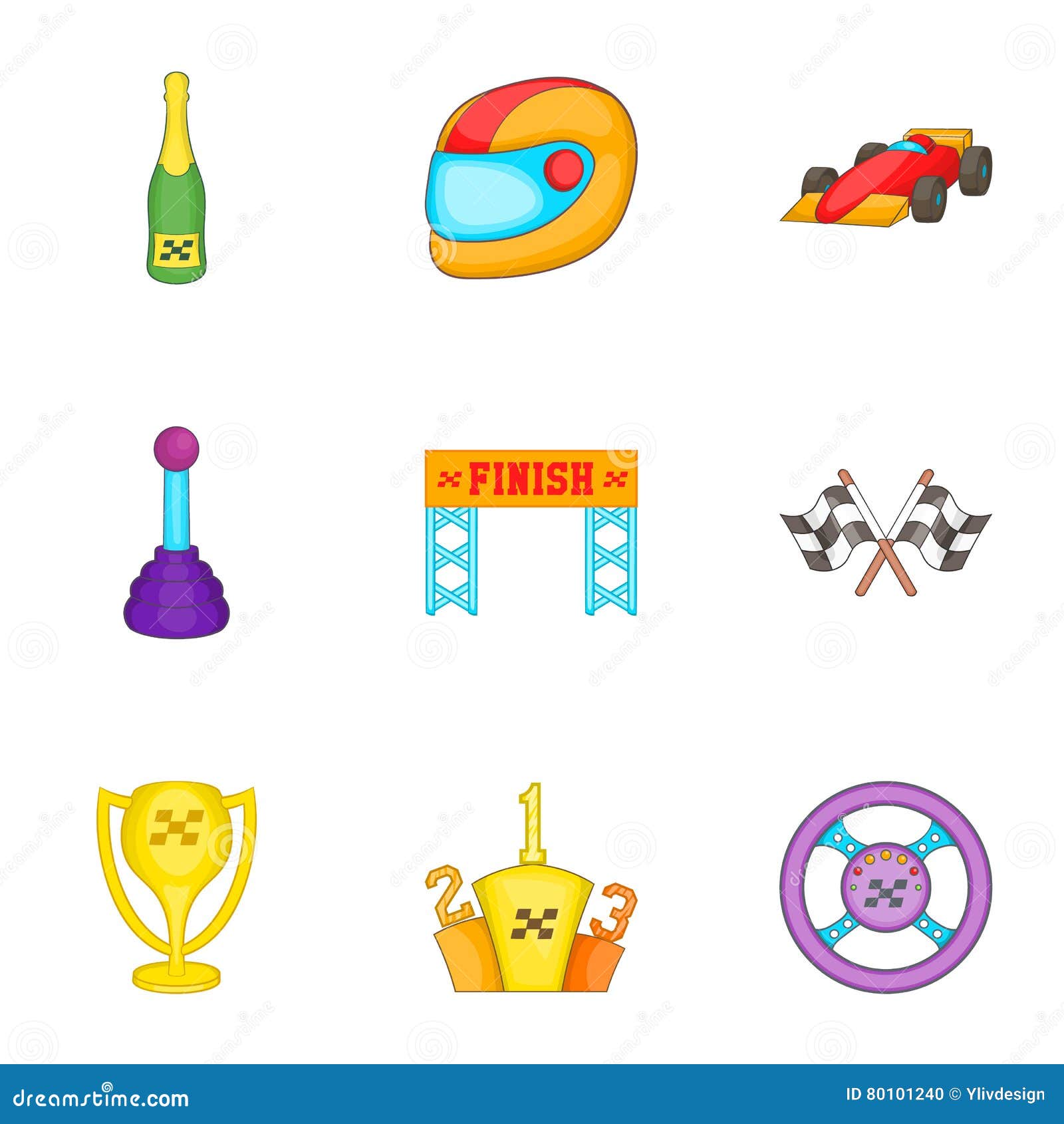 Championship Formula 1 Icons Set, Cartoon Style Stock Vector ...