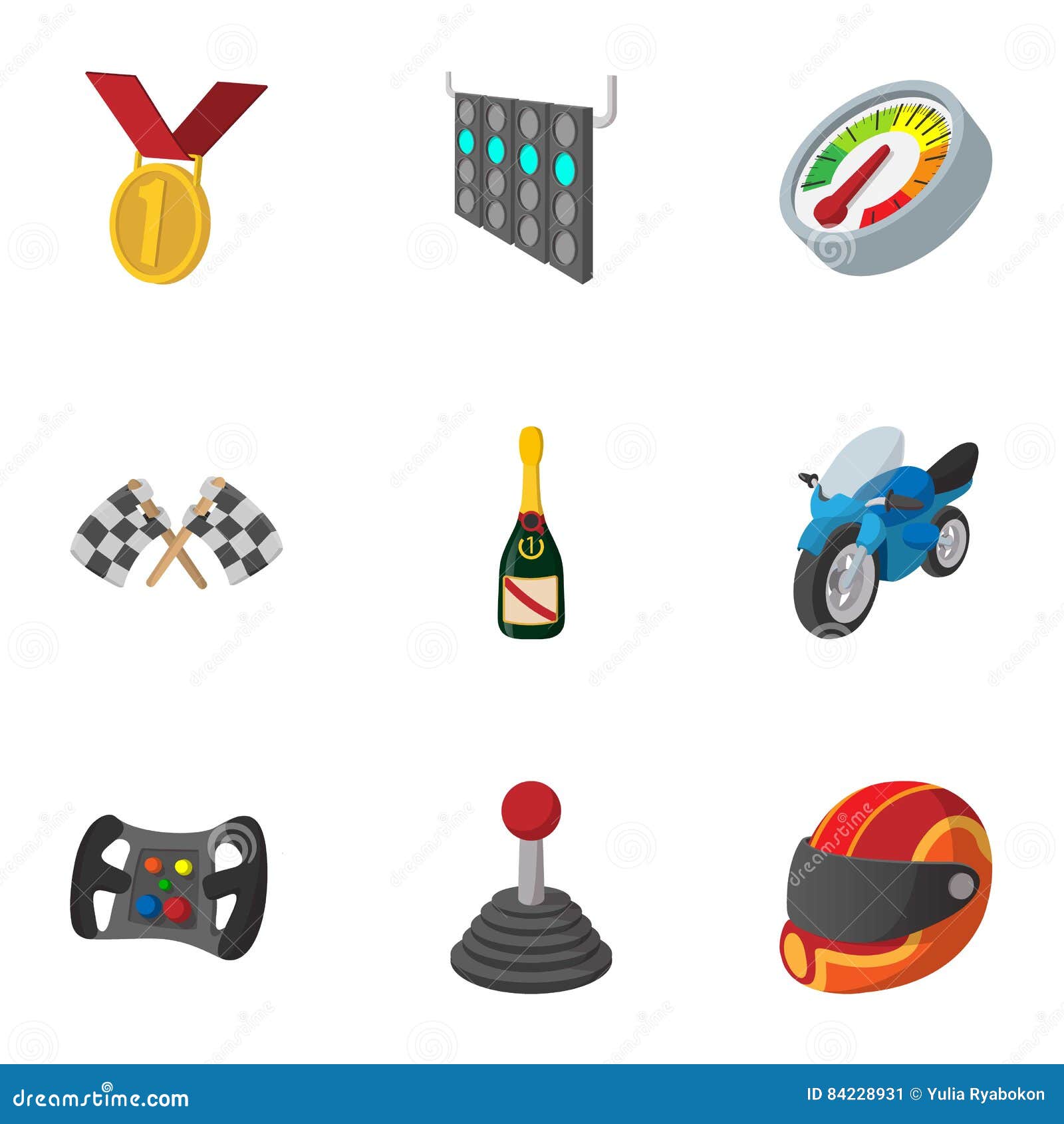 Championship Formula 1 Icons Set, Cartoon Style Stock Vector ...
