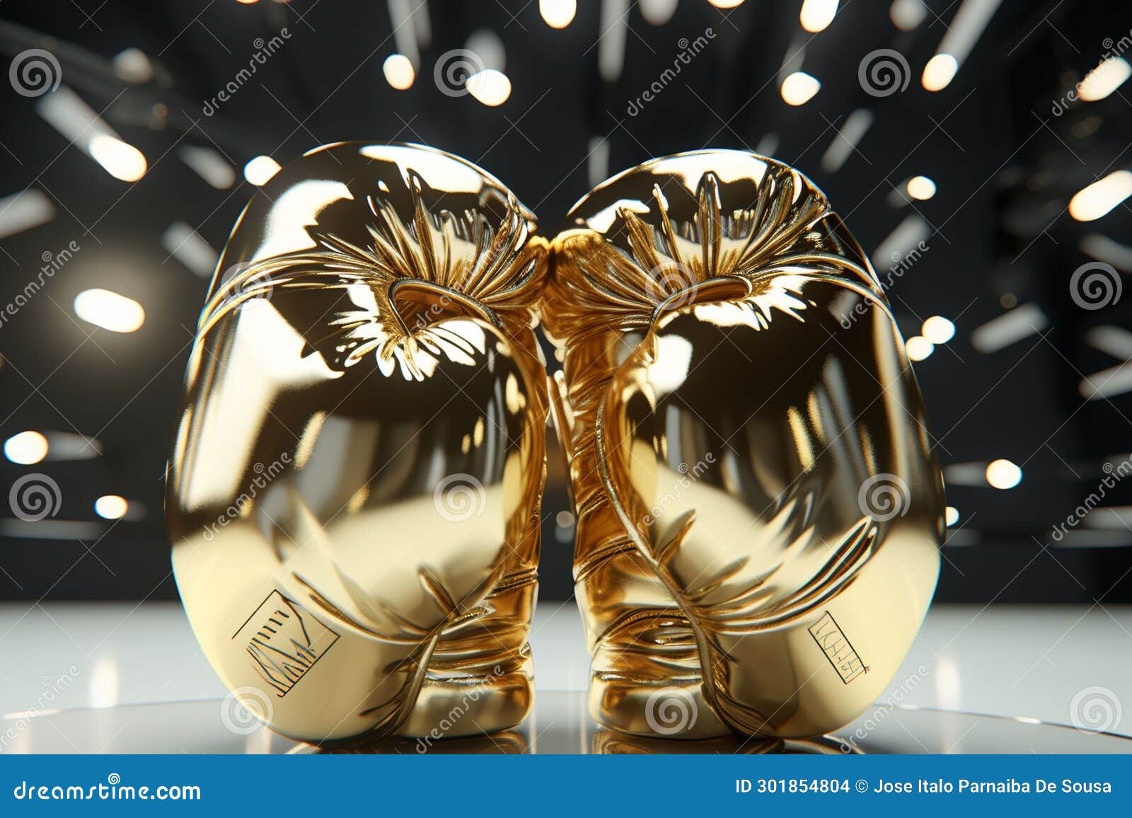 Championship Glory Gold and Silver Boxing Gloves Stock Illustration ...