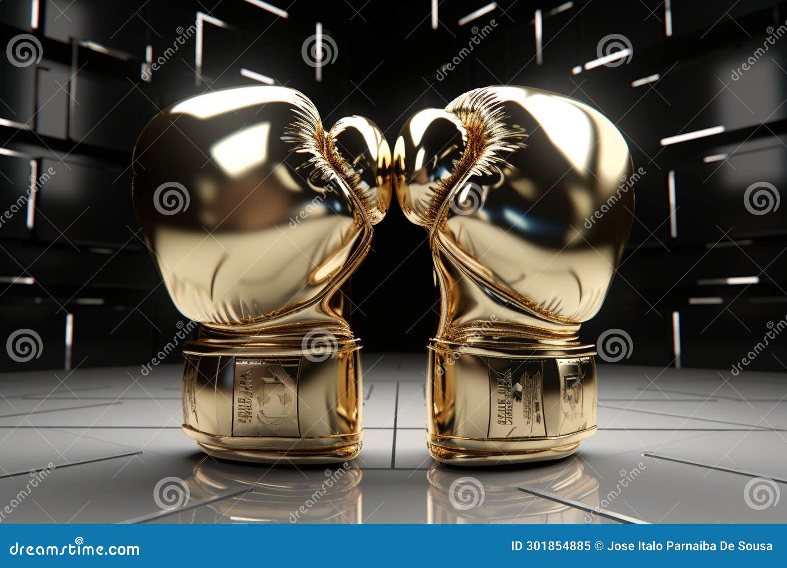 Championship Glory Gold and Silver Boxing Gloves Stock Illustration ...