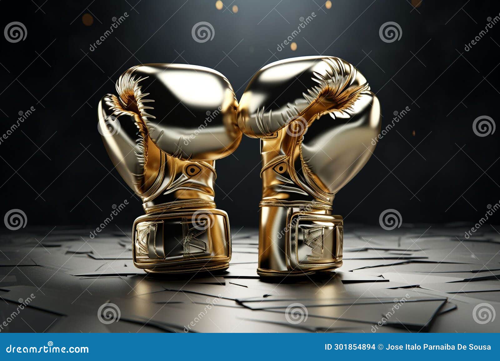 Championship Glory Gold and Silver Boxing Gloves Stock Illustration ...