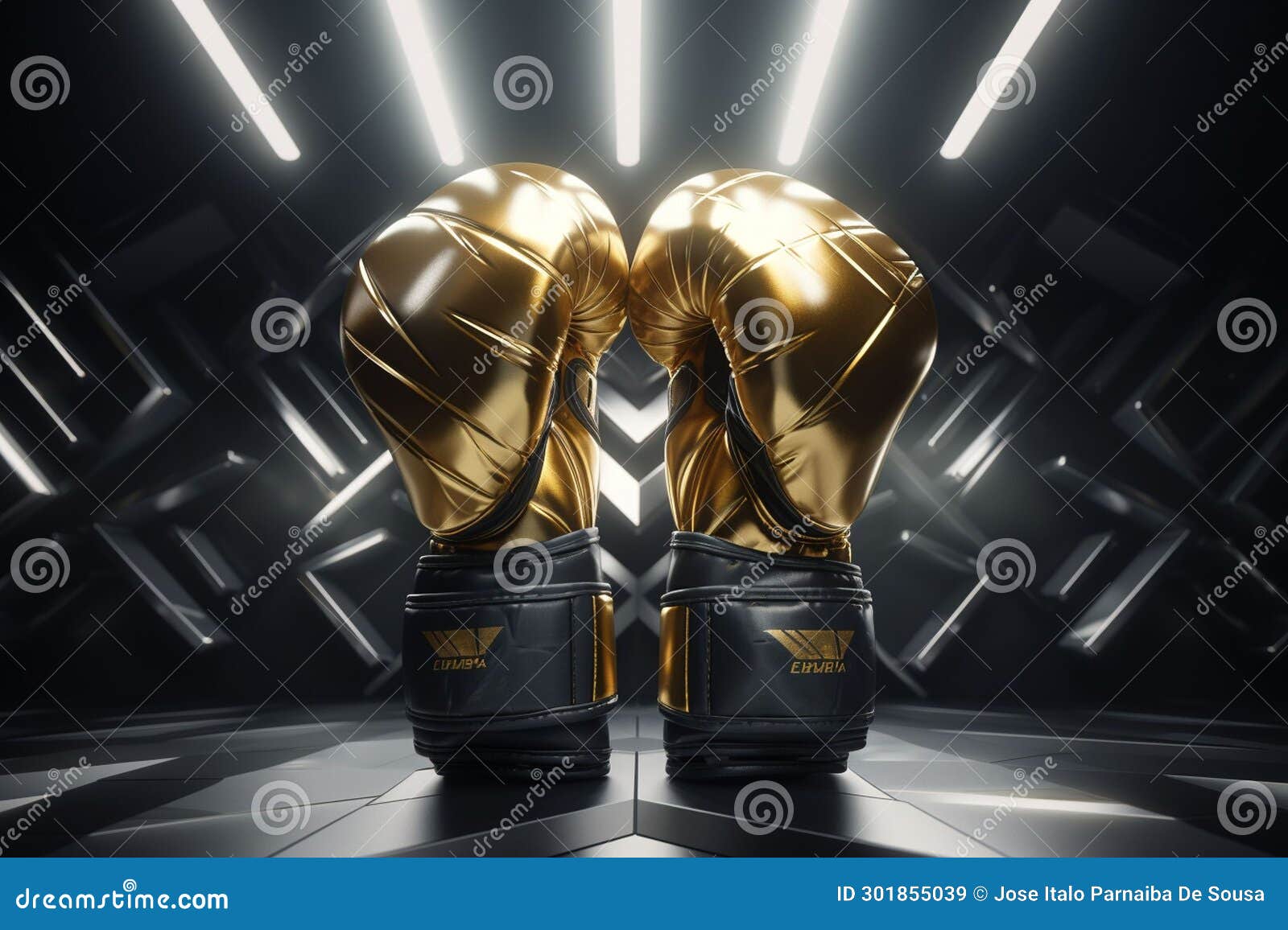 Championship Glory Gold and Silver Boxing Gloves Stock Illustration ...