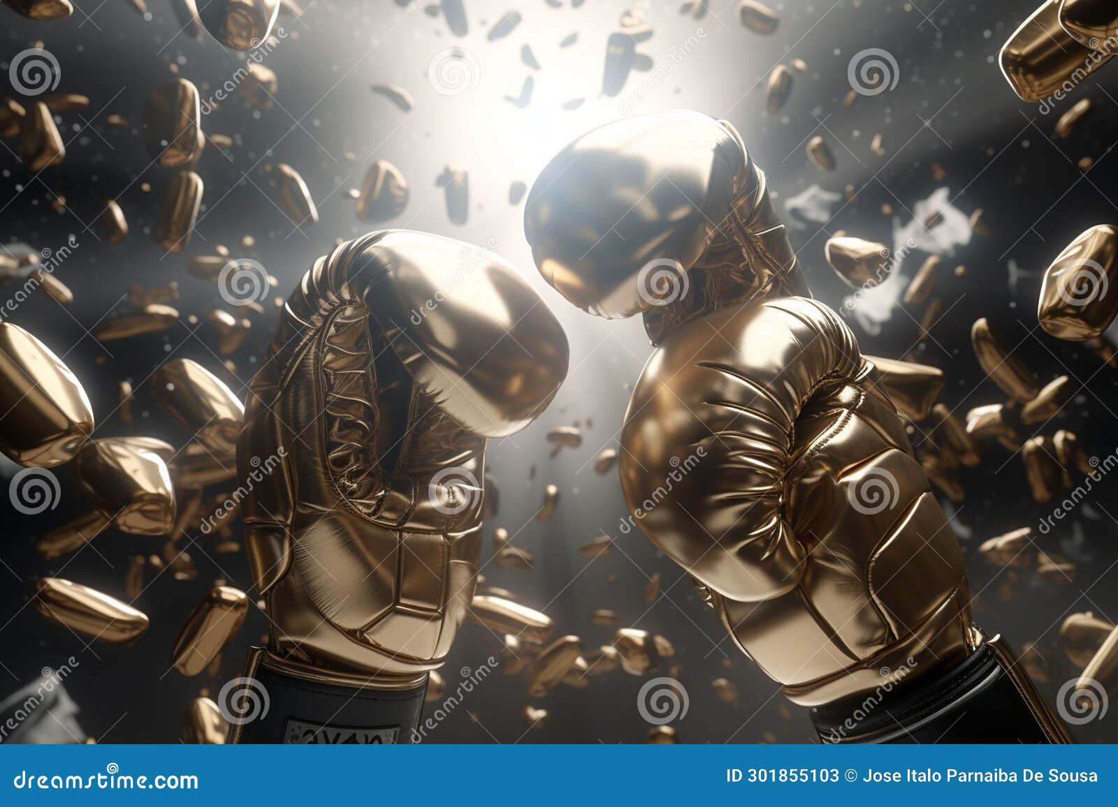 Championship Glory Gold and Silver Boxing Gloves Stock Illustration ...