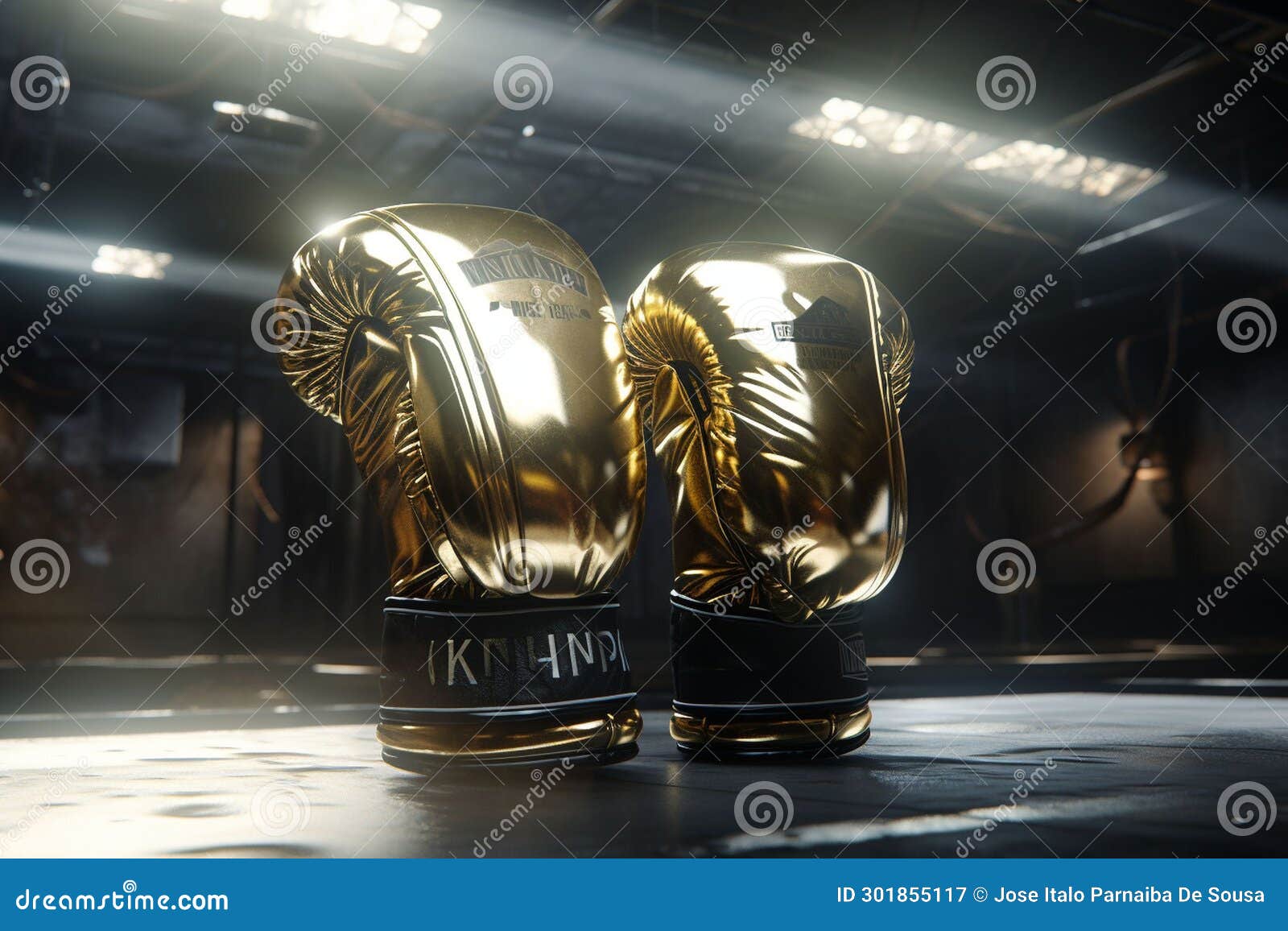 Championship Glory Gold and Silver Boxing Gloves Stock Illustration ...
