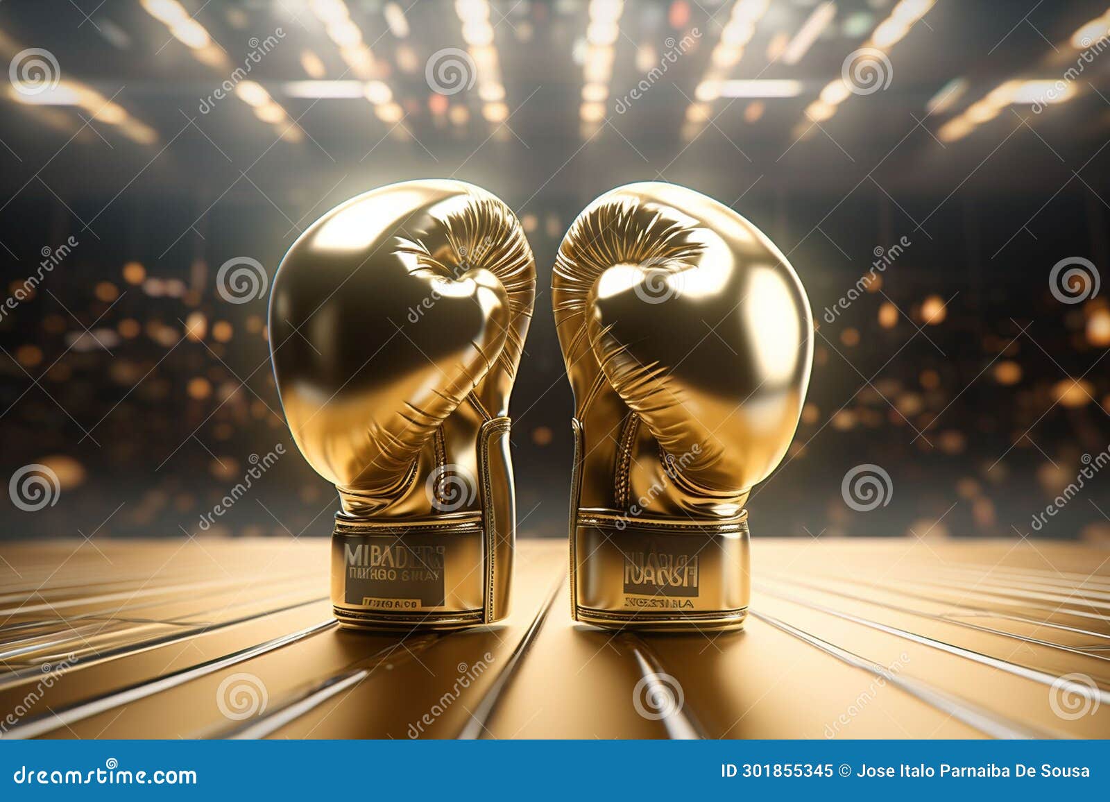 Championship Glory Gold and Silver Boxing Gloves Stock Illustration ...