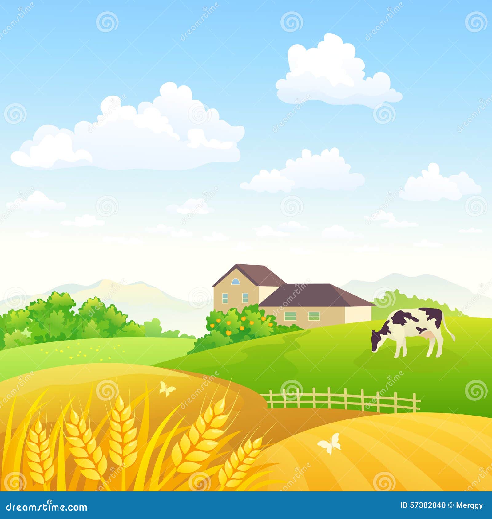 Champs De Campagne Illustration de Vecteur - Image: 57382040