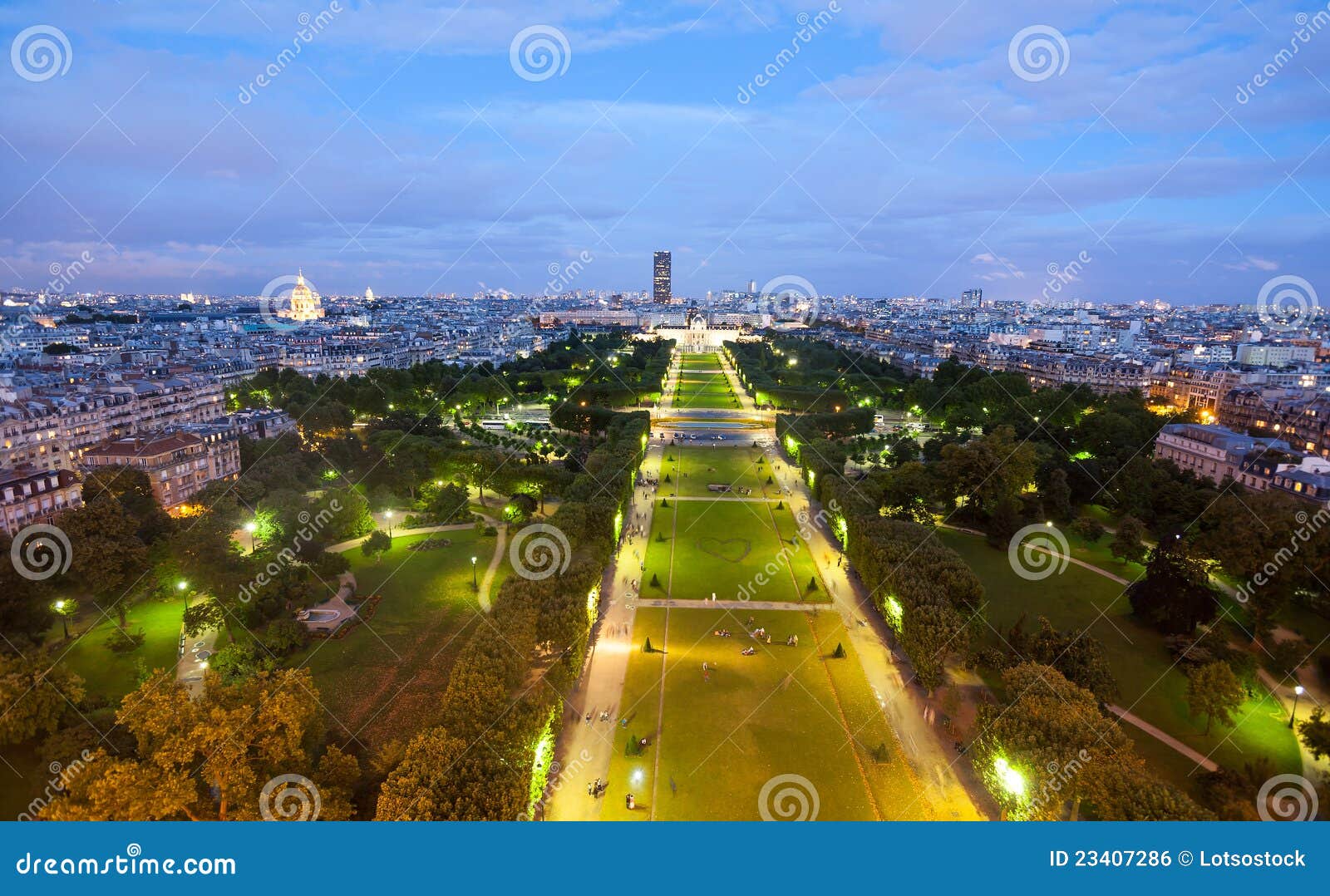 Champs De Mars from the Eiffel Tower at Night Stock Photo - Image of ...