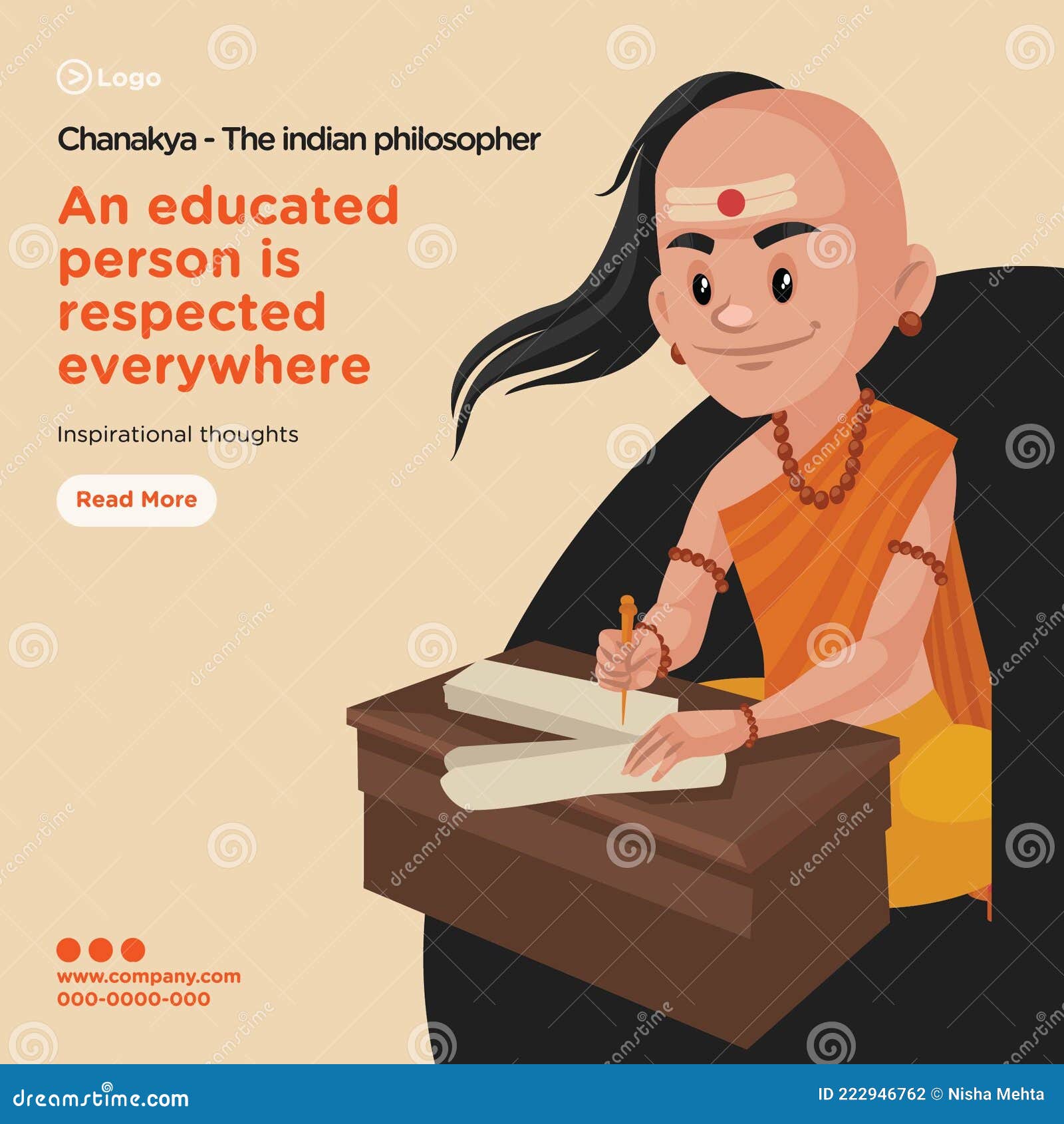 Banner Design of Chanakya the Indian Philosopher Stock Vector ...