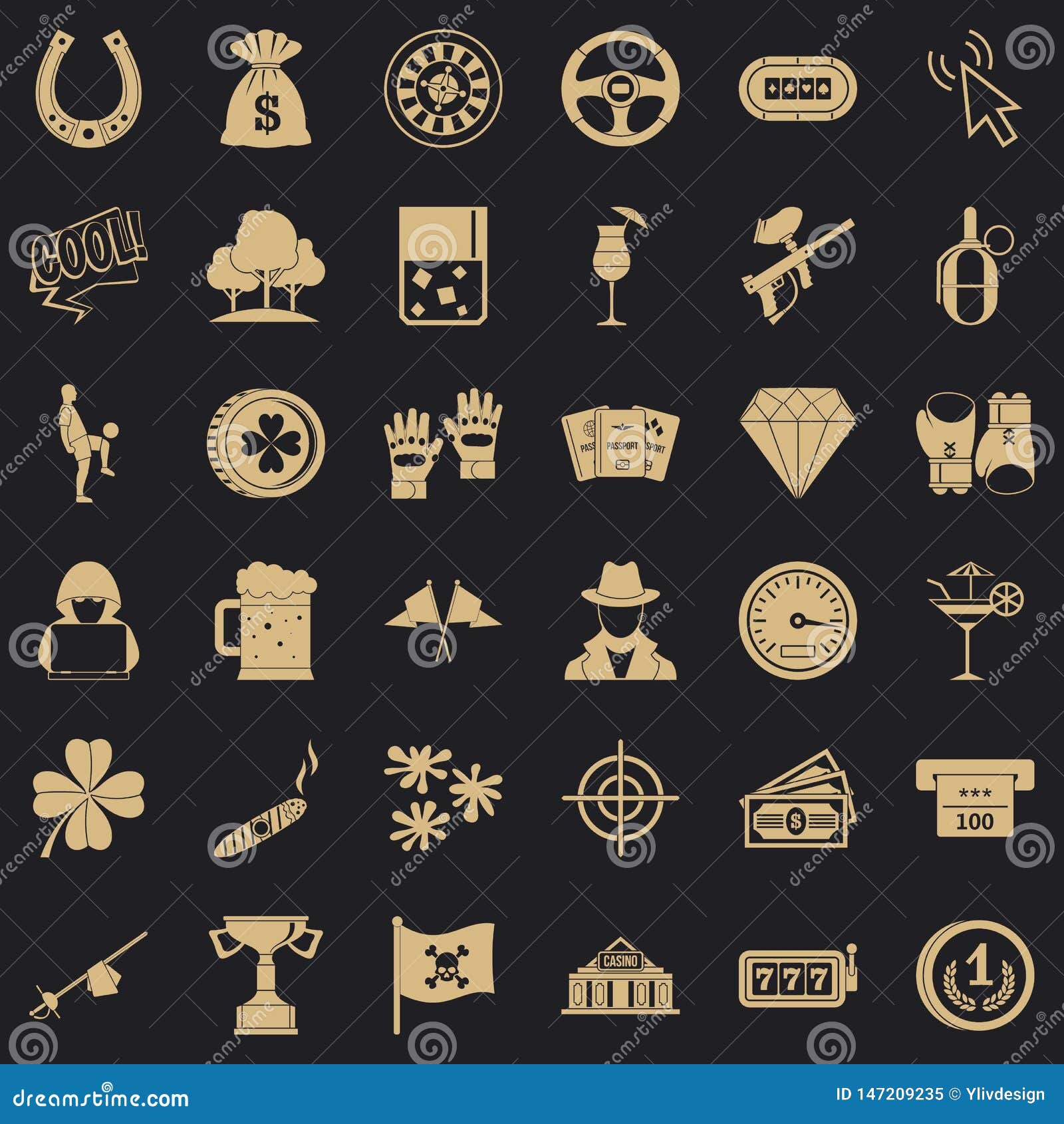 Chance Icons Set, Simple Style Stock Vector - Illustration of black ...