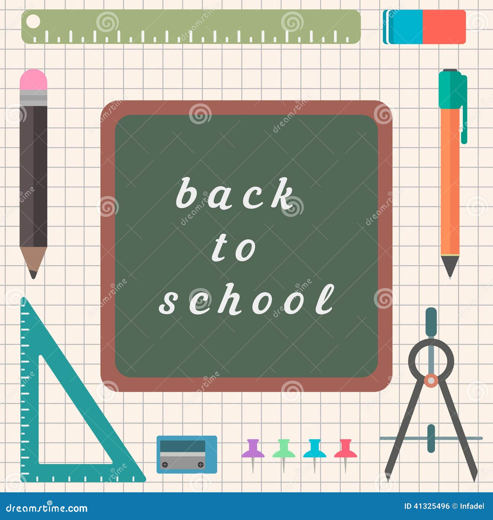 Chancellerie Plate Avec Le Tableau Noir Au Milieu Illustration de ...