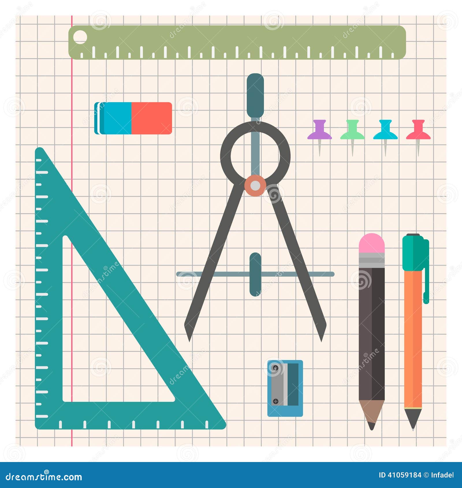Chancellery Set of Objects in a Flat Style Stock Vector - Illustration ...