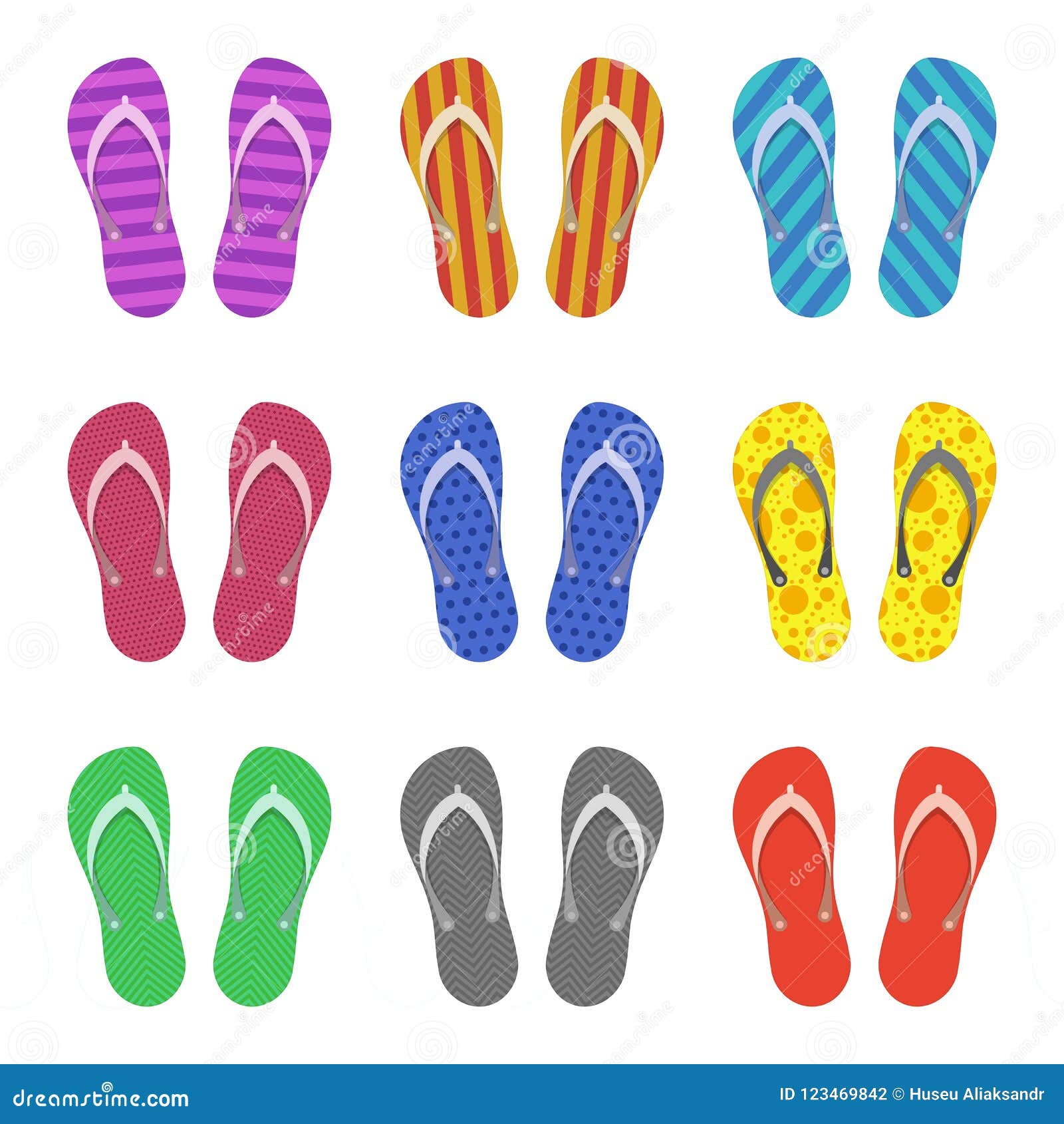 Chancletas Del Vector Fijadas Ilustración del Vector - Ilustración de ...