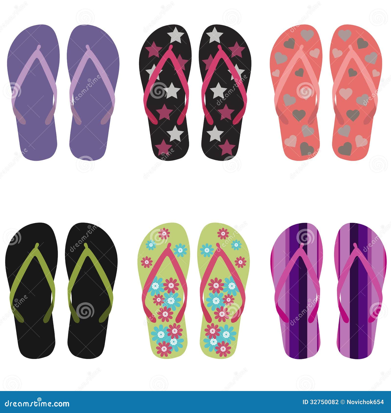 Chancletas fijadas ilustración del vector. Ilustración de ropa - 32750082