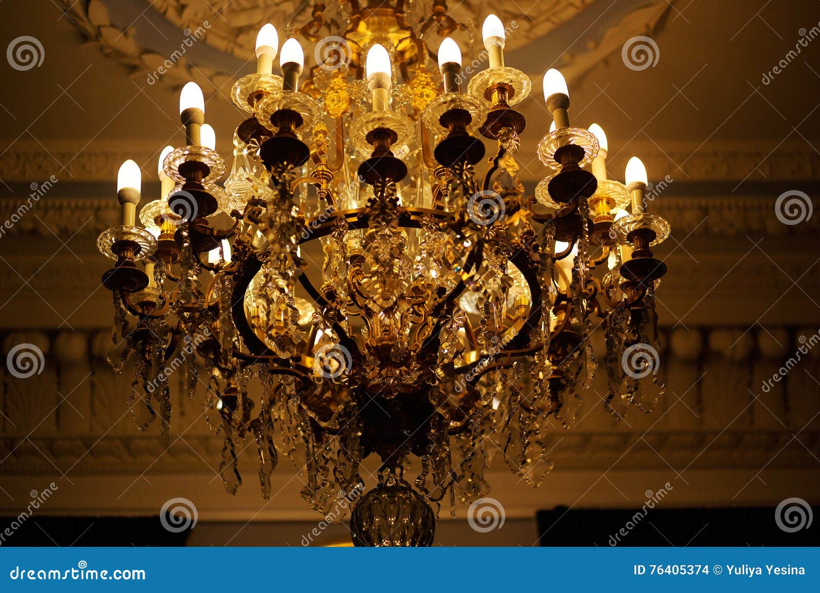 Chandelier with Bulbs in the Form of Candle Stock Photo - Image of ...