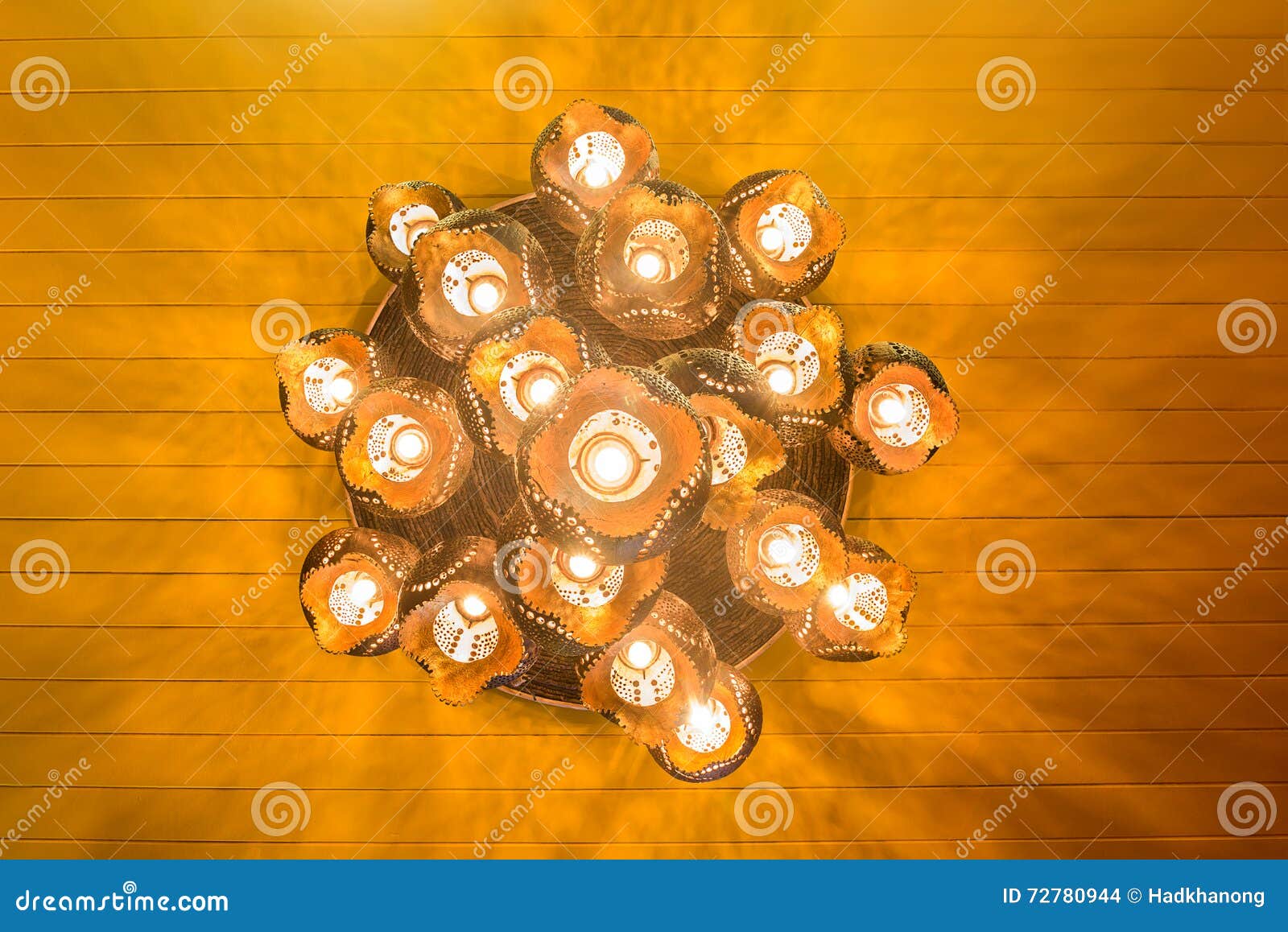 Chandelier Made from Coconut Shell Stock Photo - Image of electricity ...