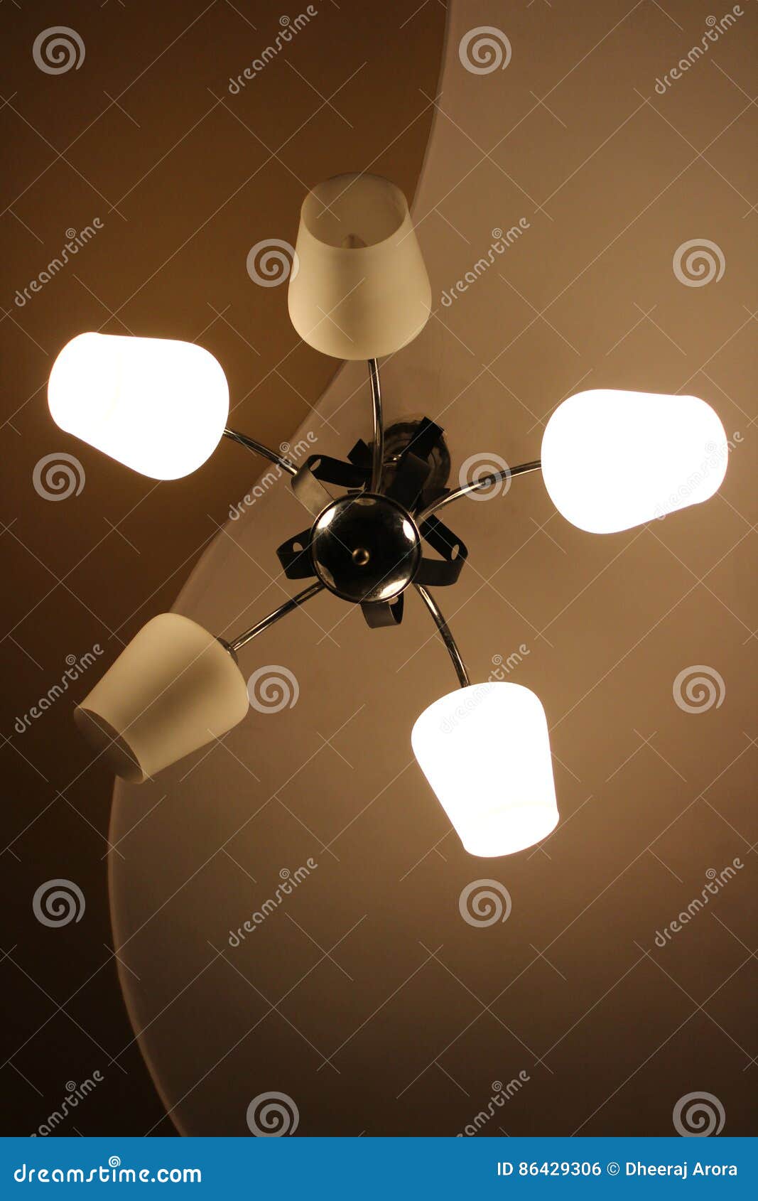 Chandelier with Two Fused Bulbs Stock Photo - Image of bulbs, night ...