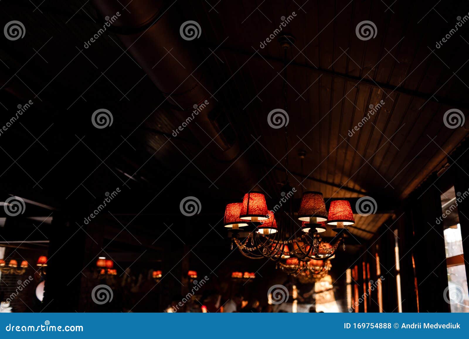 Chandeliers in the Interior Restaurant Stock Photo - Image of gourmet ...