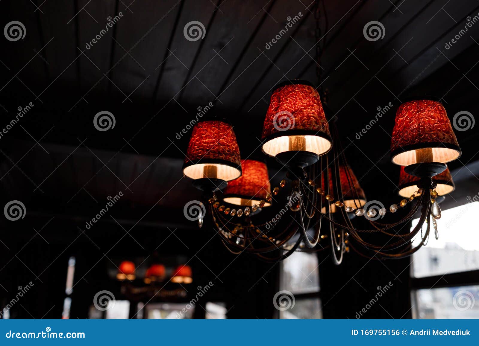 Chandeliers in the Interior Restaurant Stock Photo - Image of elegant ...