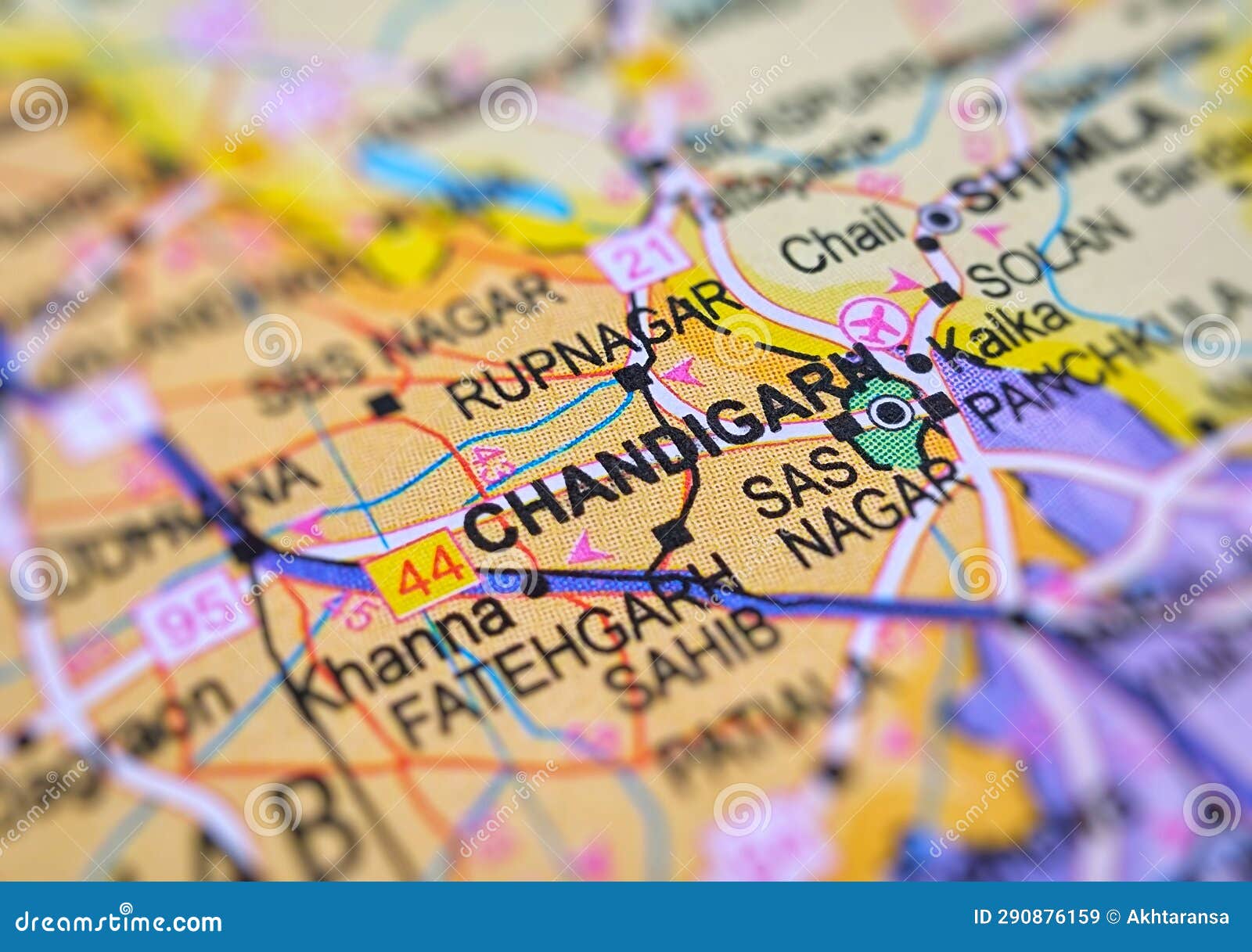 Chandigarh on a Map of India with Blur Effect Stock Image - Image of ...