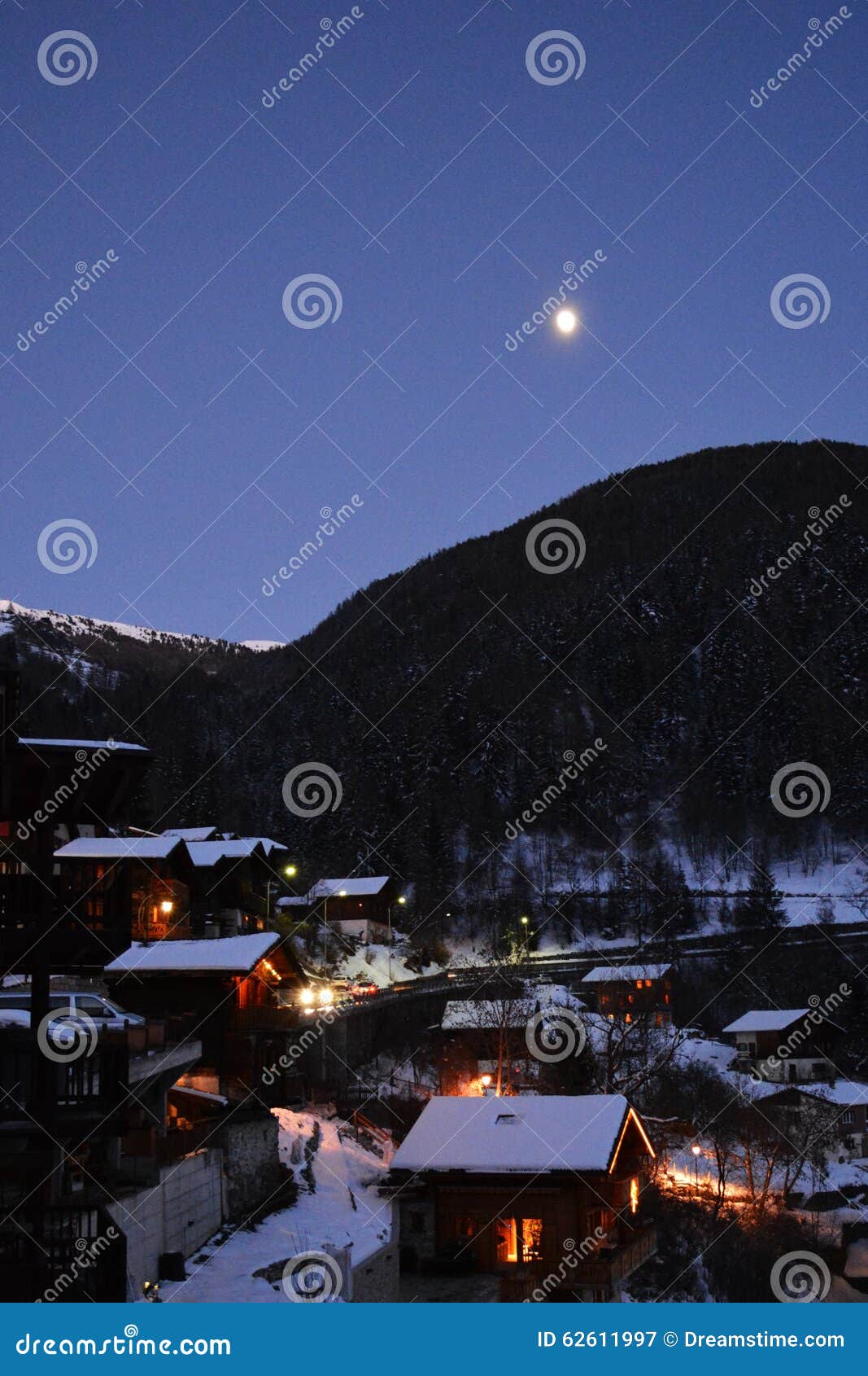 Chandolin by night stock image. Image of night, snow - 62611997