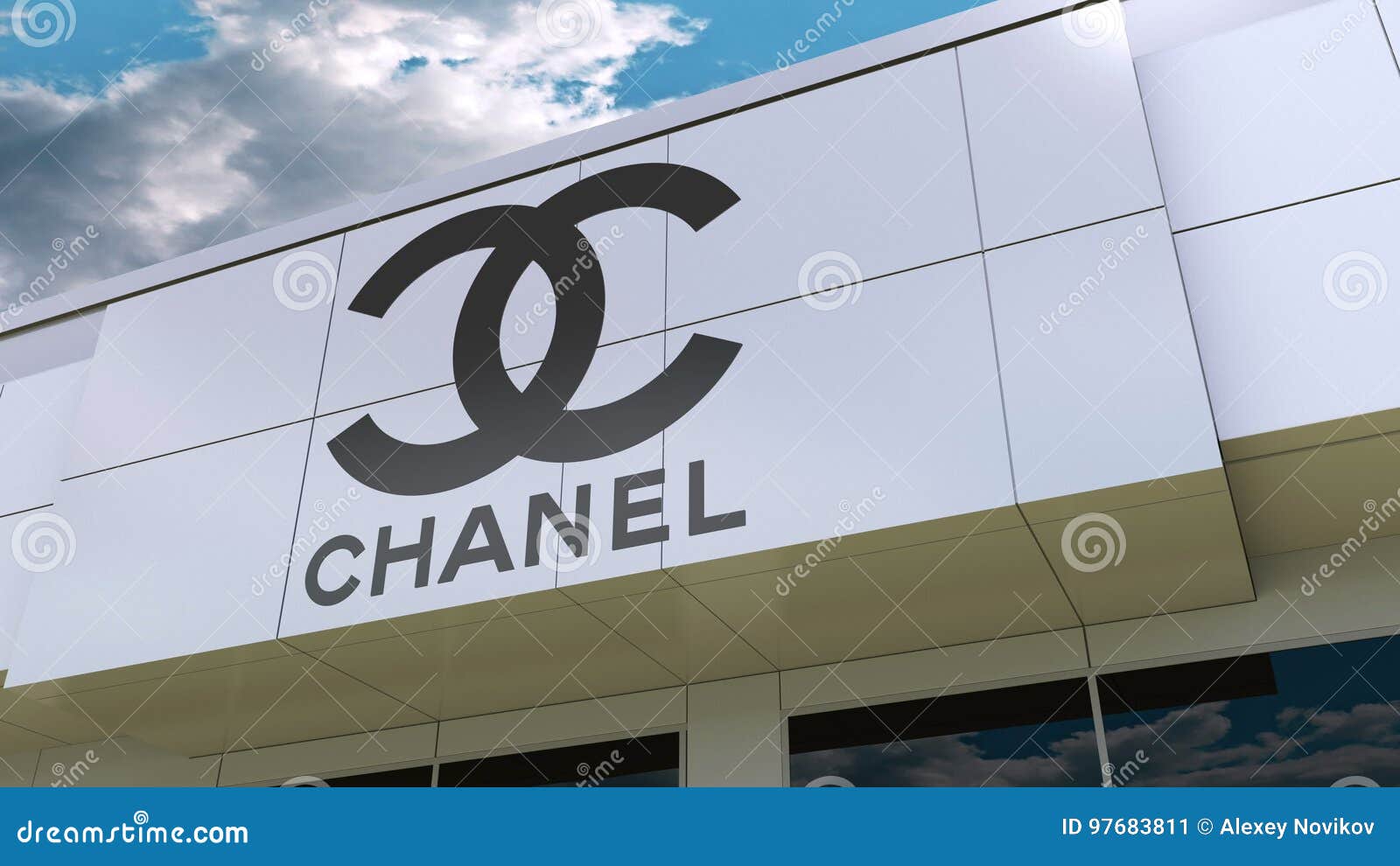 Chanel Logo on the Modern Building Facade. Editorial 3D Rendering ...