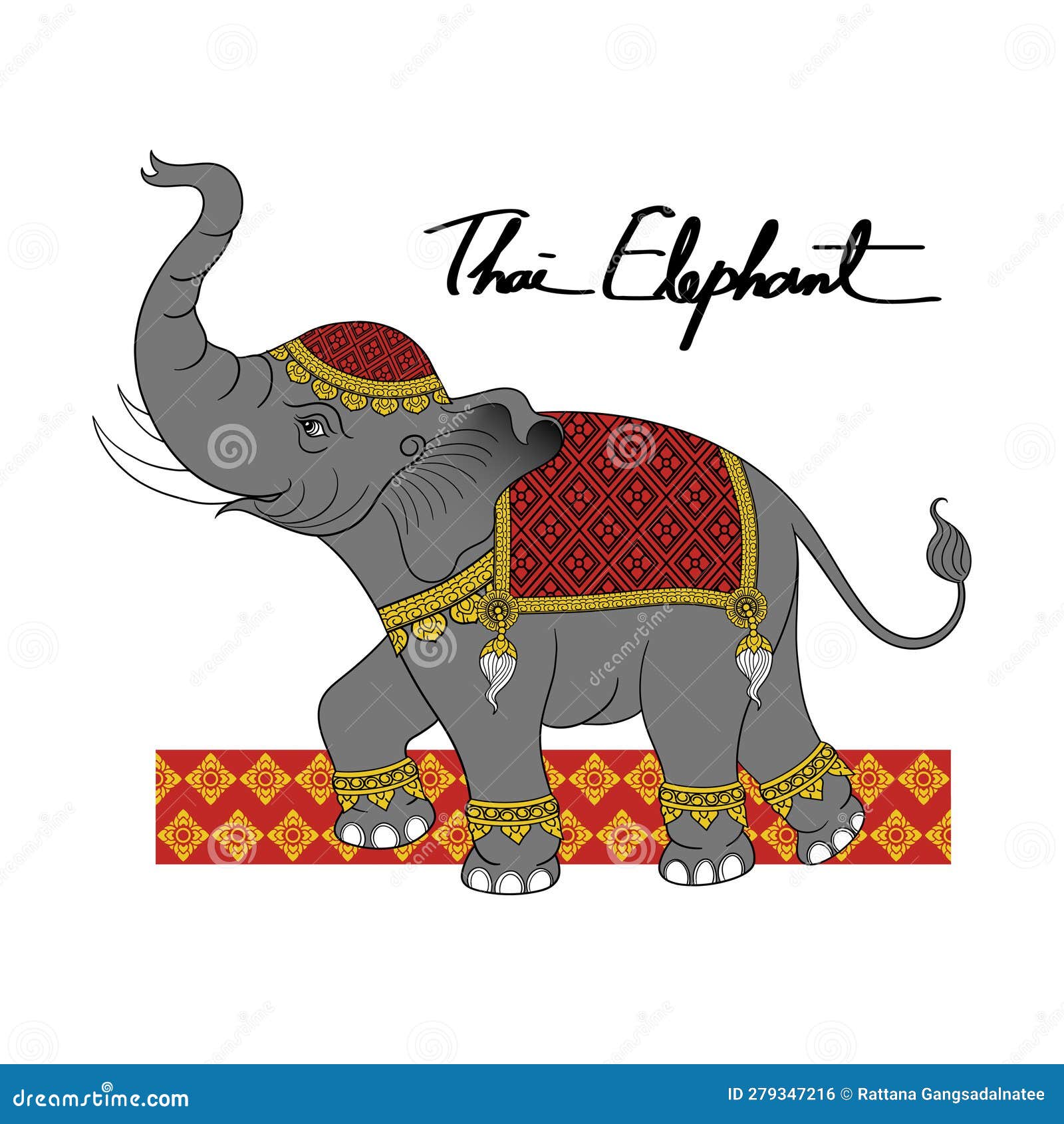 The Thai Elephant Art Painting is a Beautiful Vector Illustration Stock ...