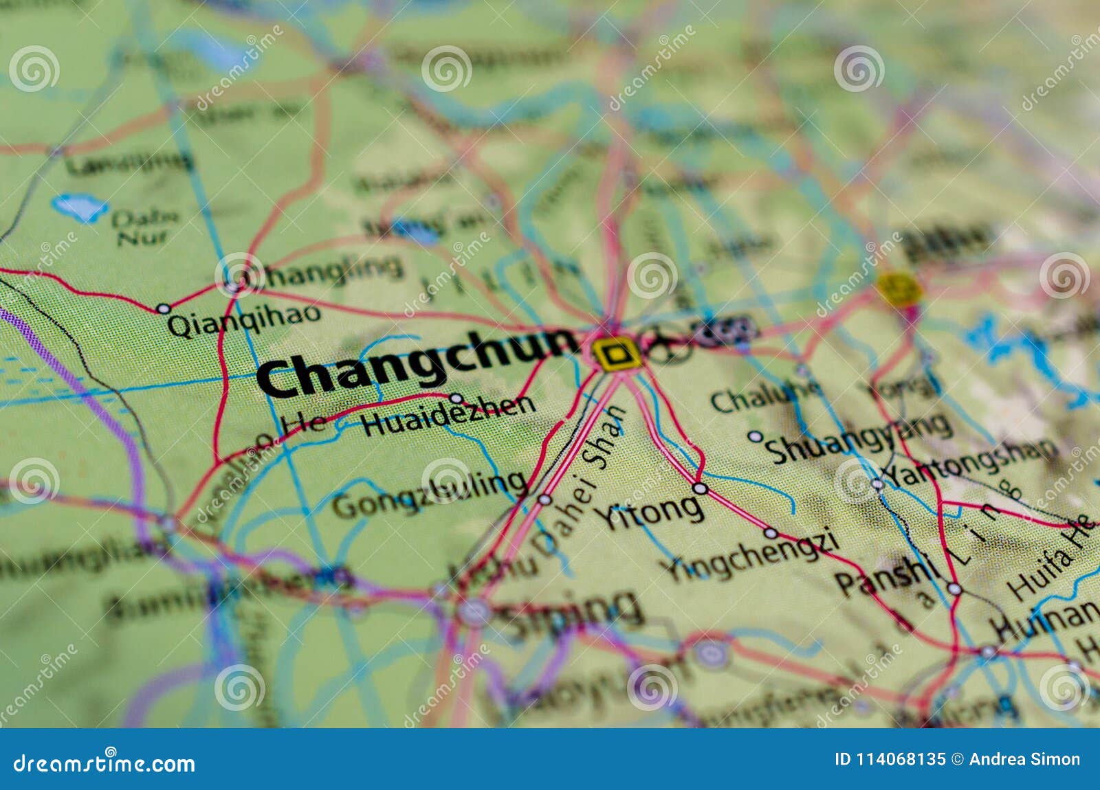 Changchun en mapa imagen de archivo. Imagen de correspondencia - 114068135