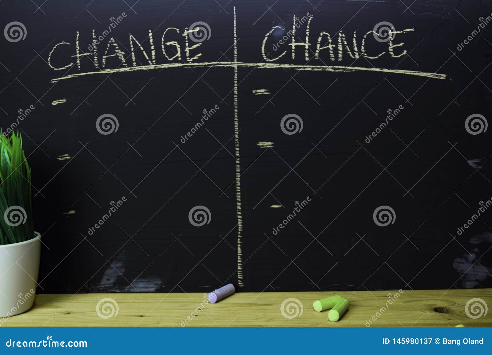 Change or Chance Written with Color Chalk Concept on the Blackboard ...